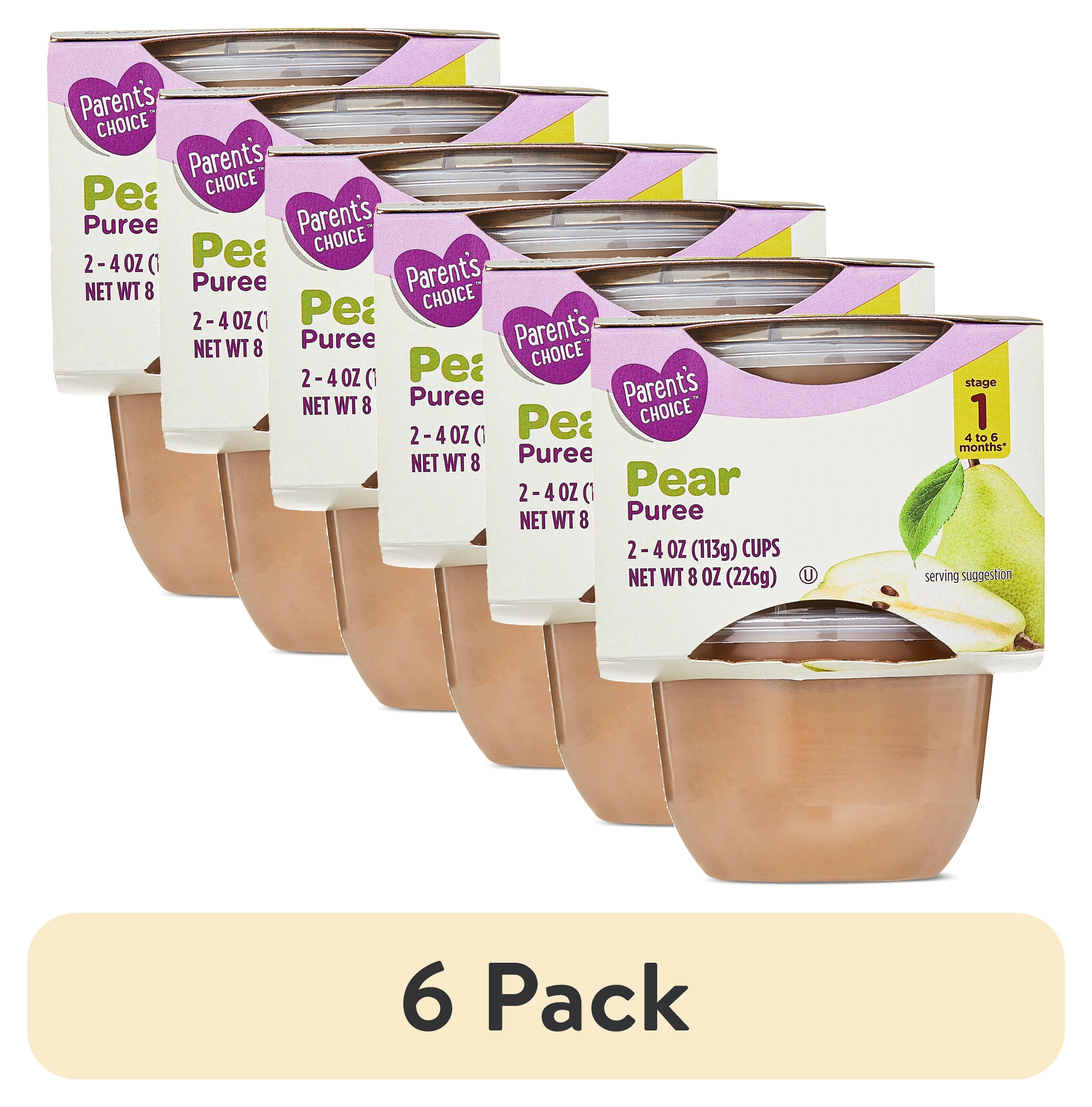 (6 pack) Parent's Choice Stage 1 Baby Food, Pear , 4 oz Cups, 2 Count ...