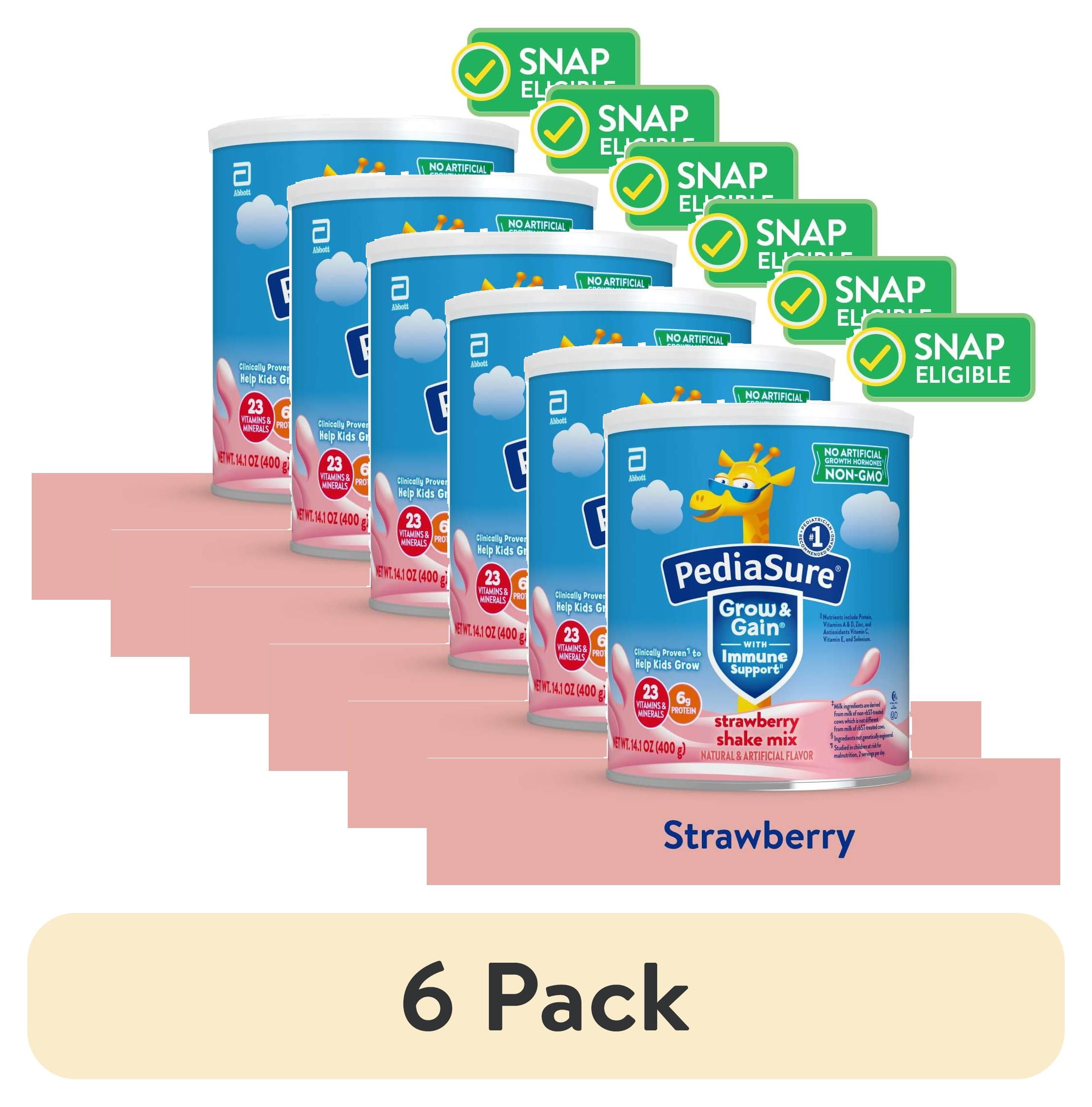 (6 pack) PediaSure Grow & Gain Shake Mix Powder, Strawberry, 14.1 oz ...