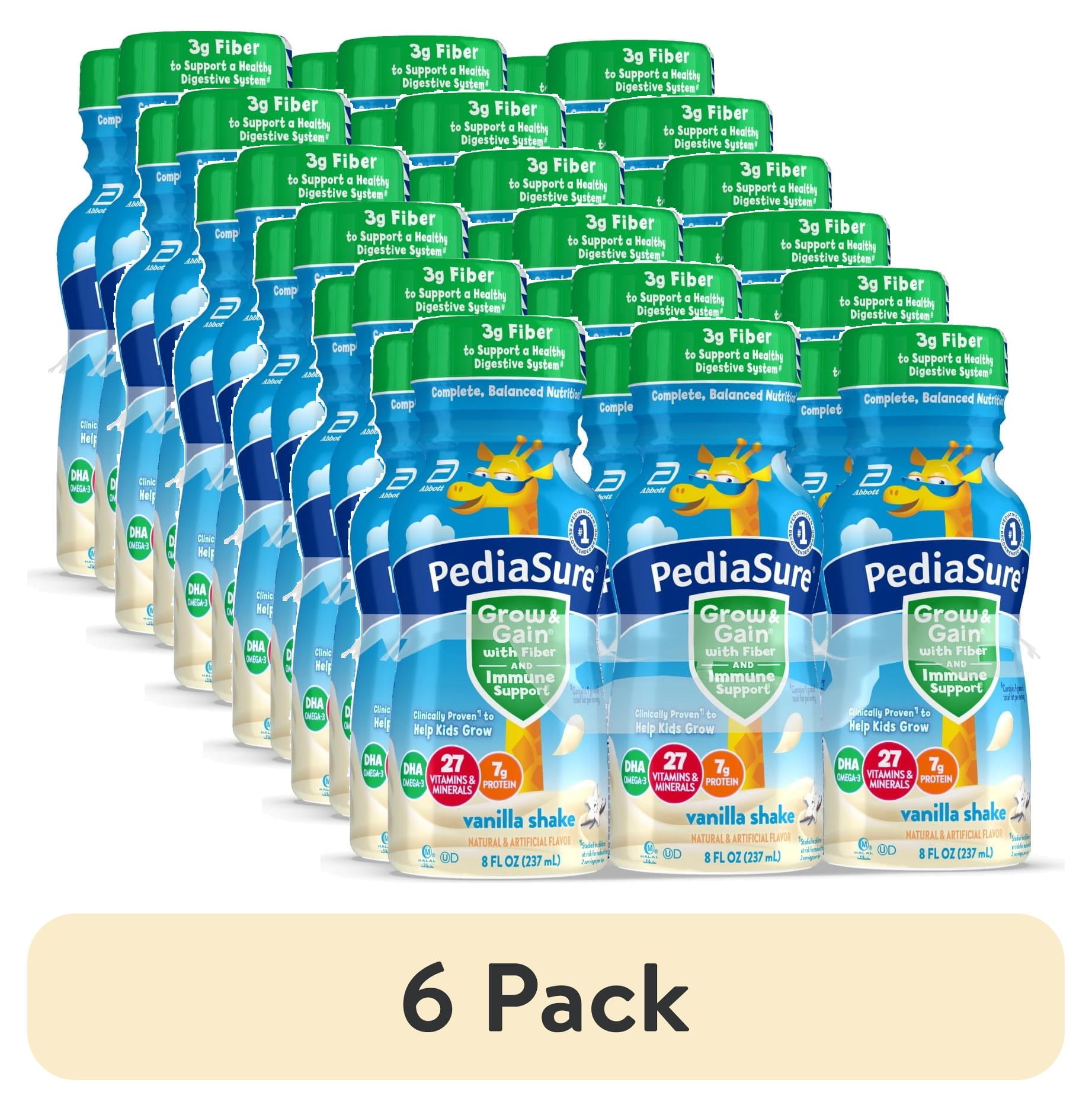 (6 pack) PediaSure Grow & Gain with Fiber & Immune Support, Vanilla, 8 ...