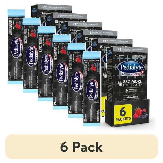 (6 pack) Pedialyte AdvancedCare Plus Electrolyte Powder, Berry Frost, 6 ...