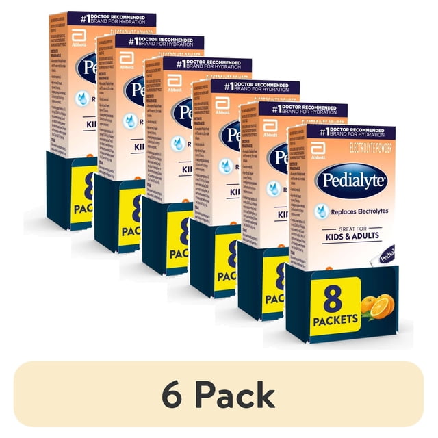 (6 pack) Pedialyte Electrolyte Powder Packets, Orange, 8 Count ...