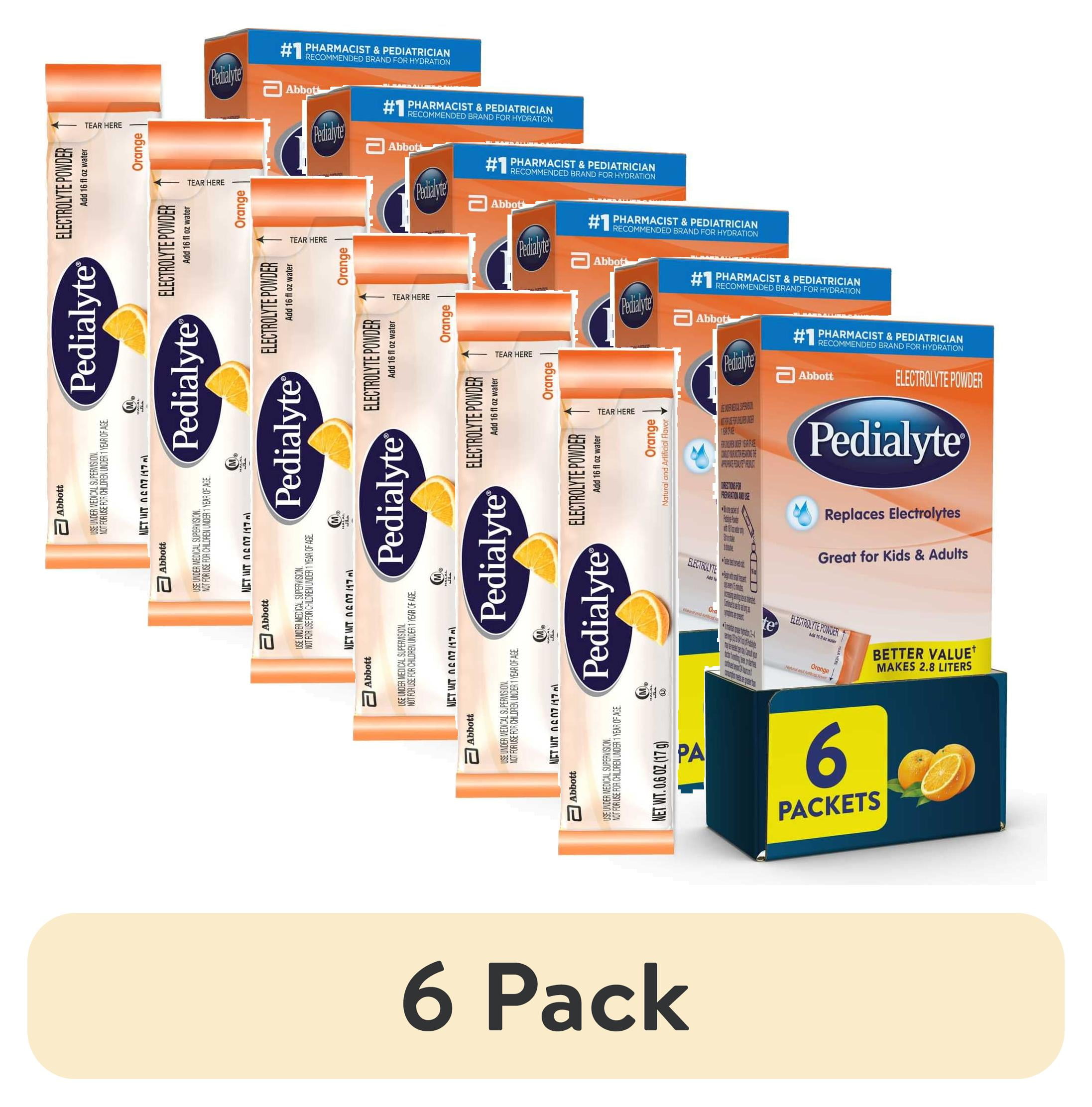 (6 pack) Pedialyte Electrolyte Powder Packets, Orange, Powder Packets ...