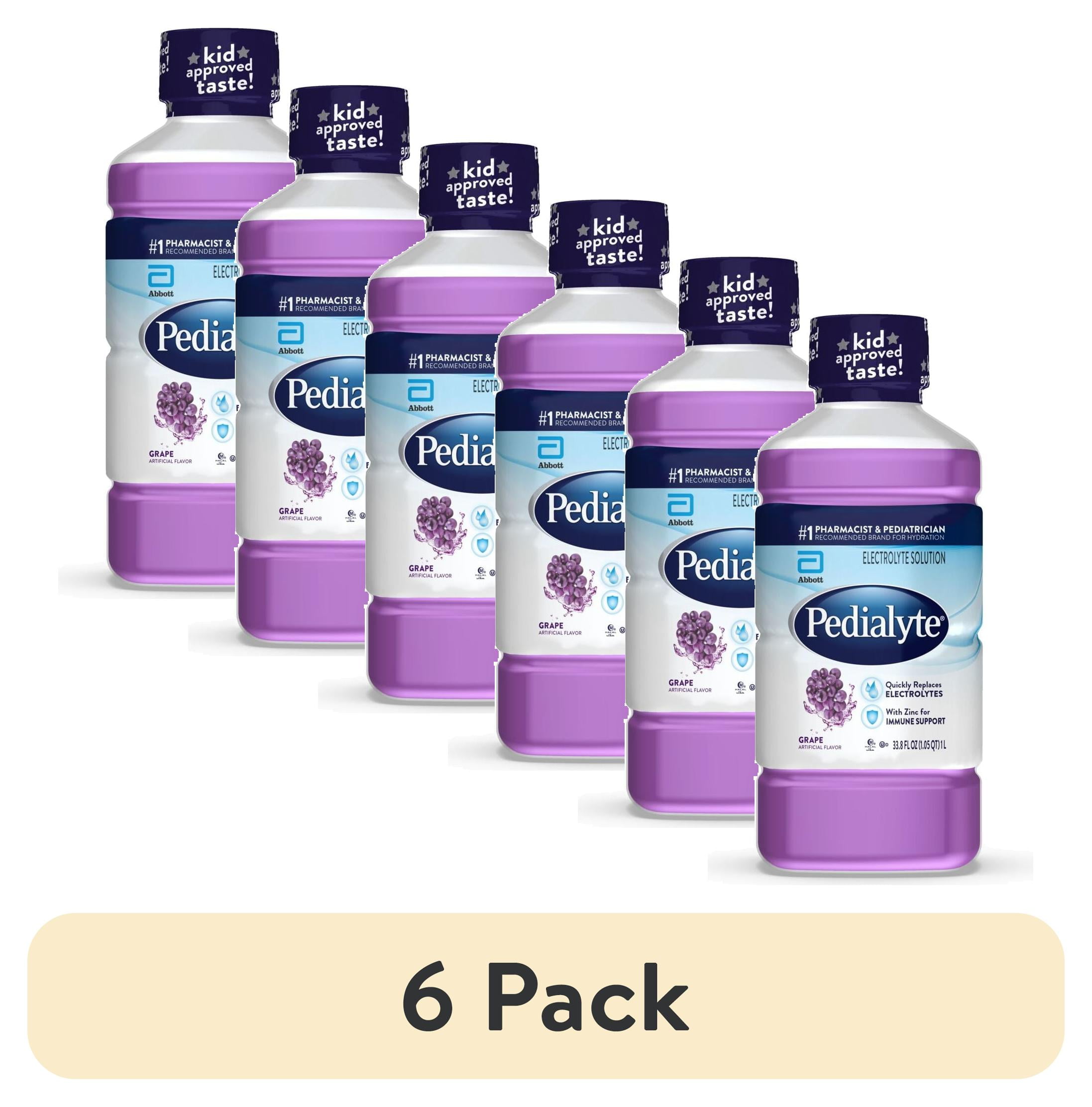 (6 pack) Pedialyte Electrolyte Drink, For Kids & Adults, Grape, 1 Liter ...