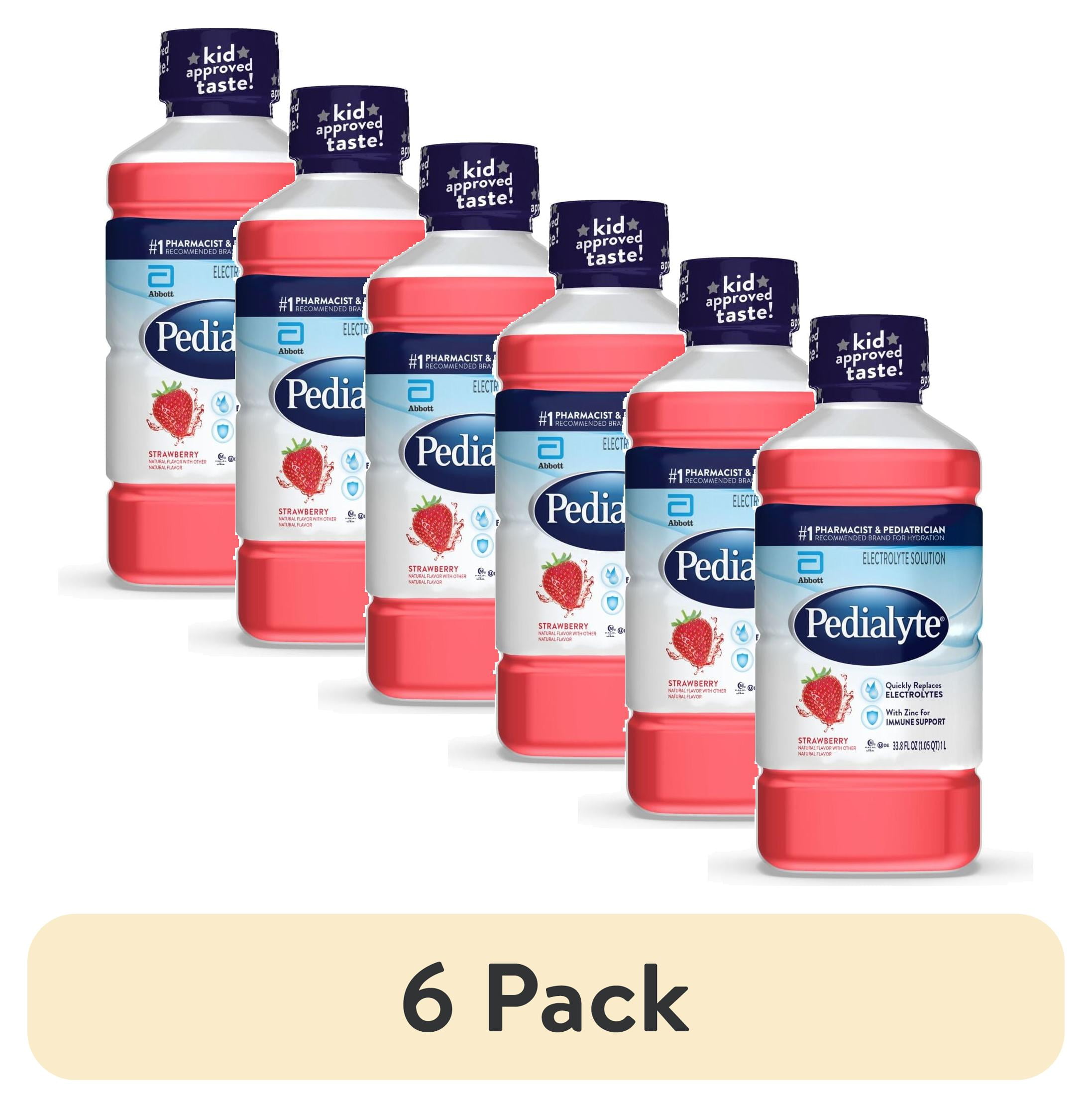 (6 pack) Pedialyte Electrolyte Drink, For Kids & Adults, Strawberry, 1 ...