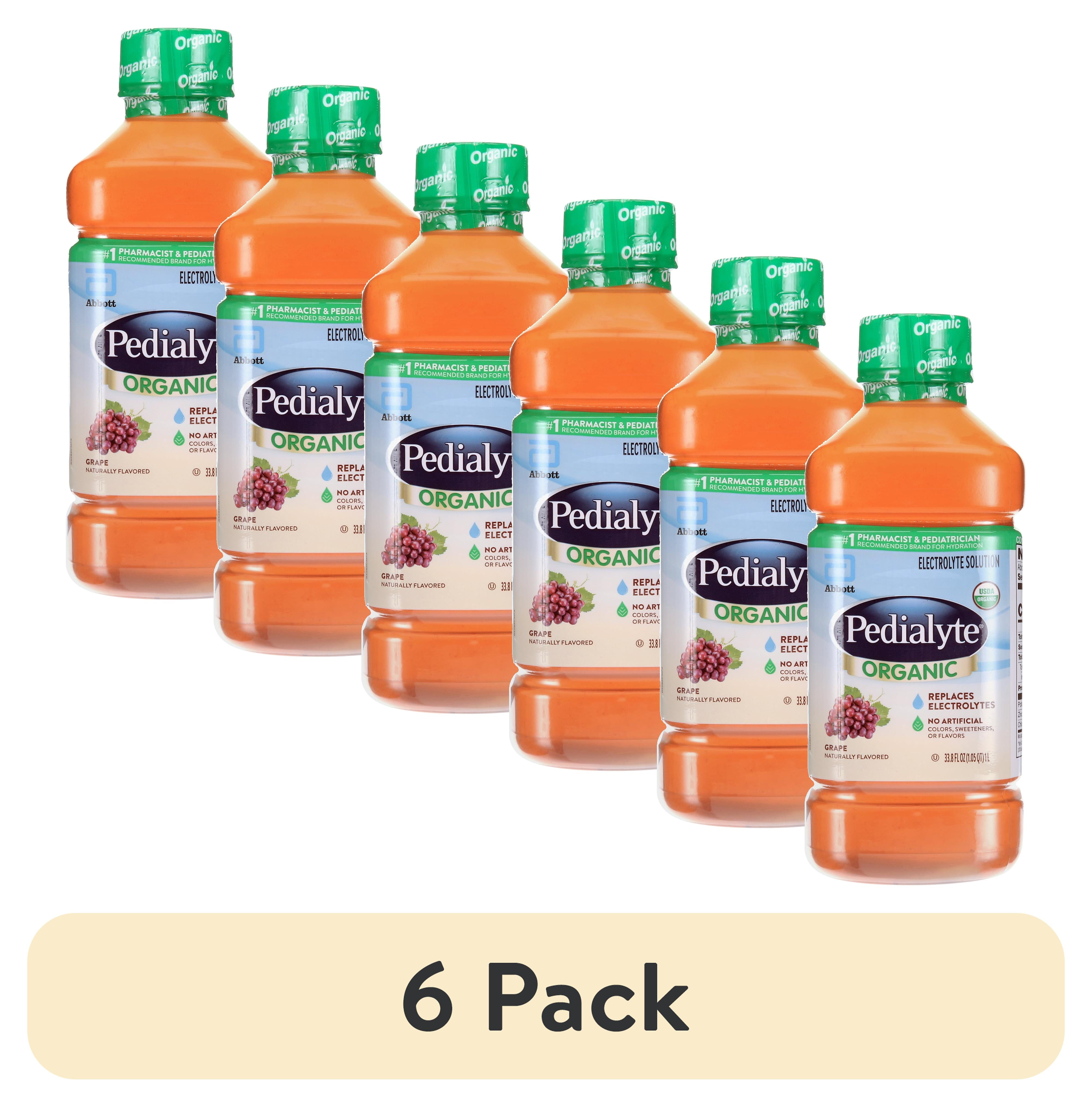 (6 pack) Pedialyte Organic Electrolyte Solution, Grape, 1 Liter ...