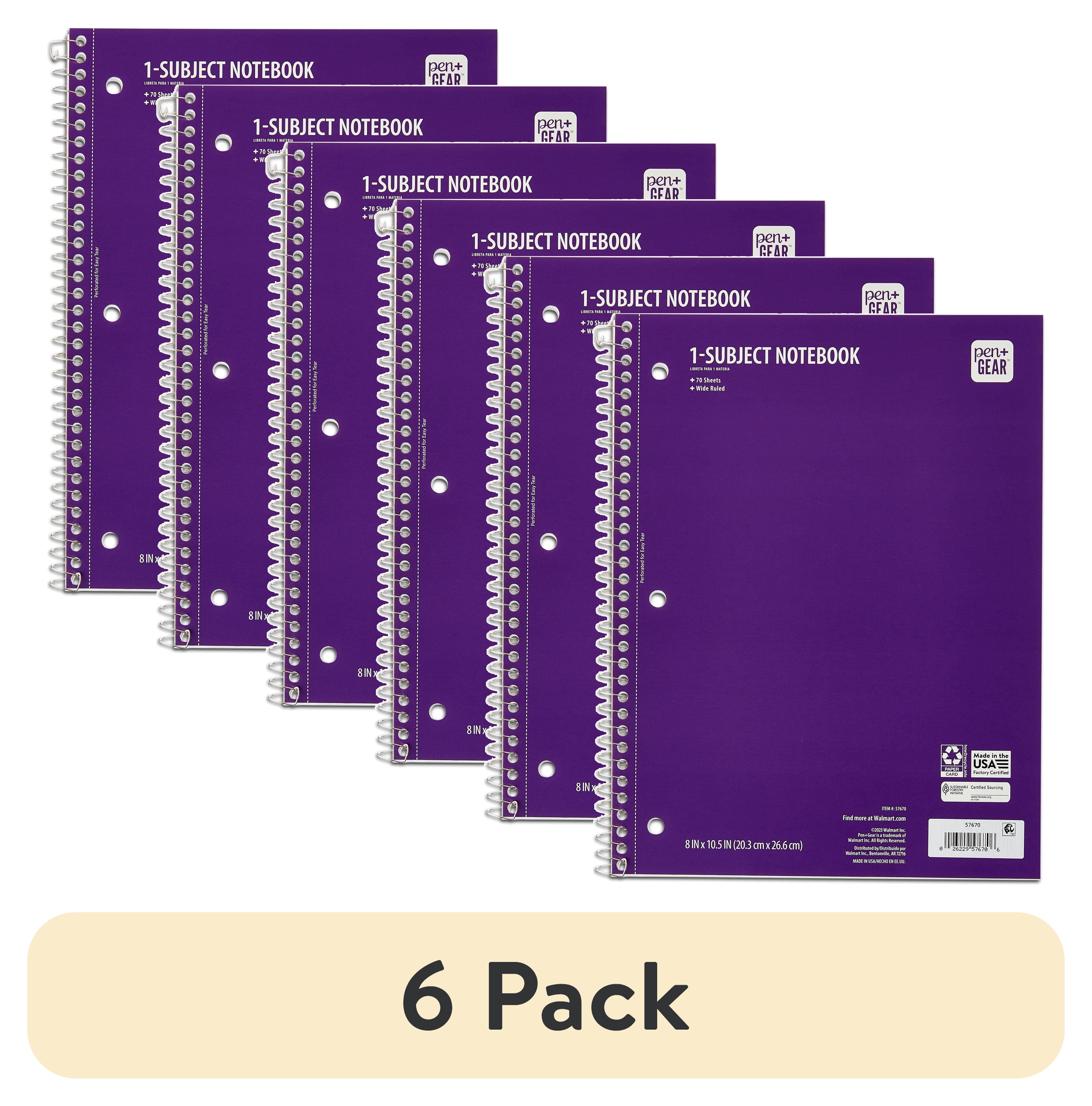 (6 pack) Pen + Gear 1 Sub 70ct Purple Notebook WR, 10.5 x 8 - Walmart.com