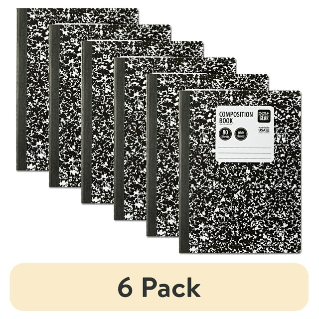 (6 pack) Pen+Gear Composition Book, Wide Ruled, 7.5"x 9.75", Marble ...