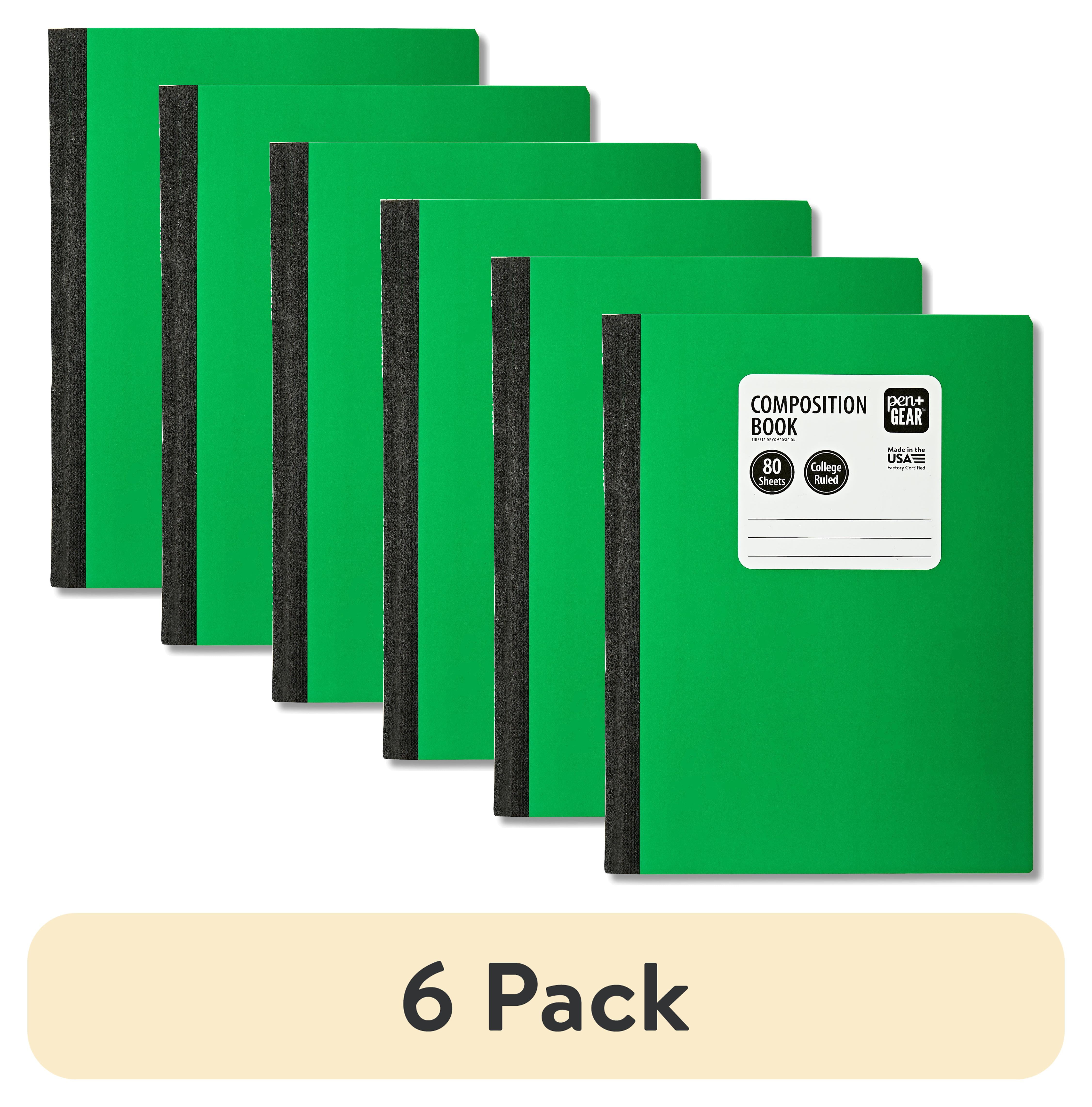 (6 pack) Pen+Gear College Rule Composition Book, 7.5" x 9.75", Green ...