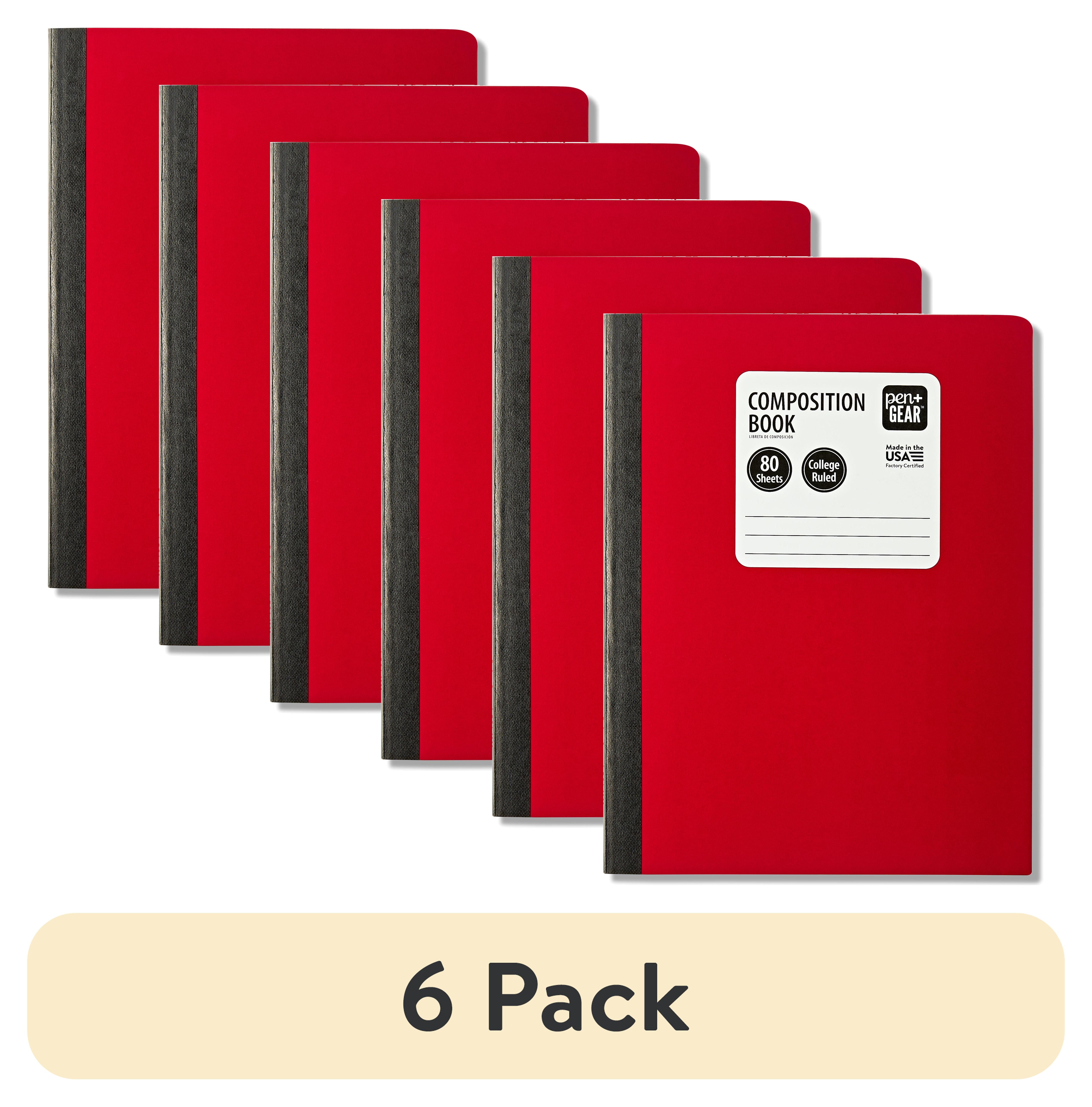 (6 pack) Pen+Gear College Rule Composition Book, 7.5" x 9.75", Red, 80 ...