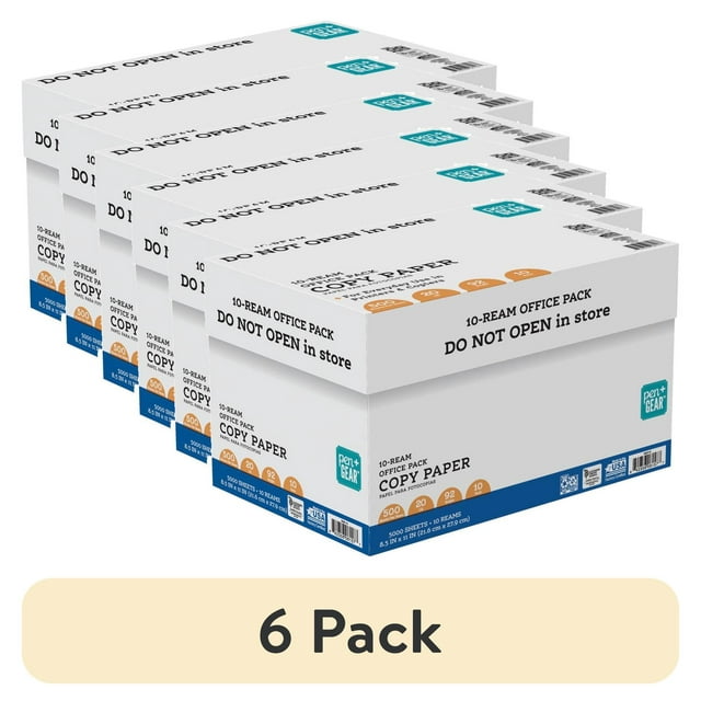 (6 pack) Pen+Gear Copy Paper, 8.5" x 11", 92 Bright White, 20 lb., 10 ...