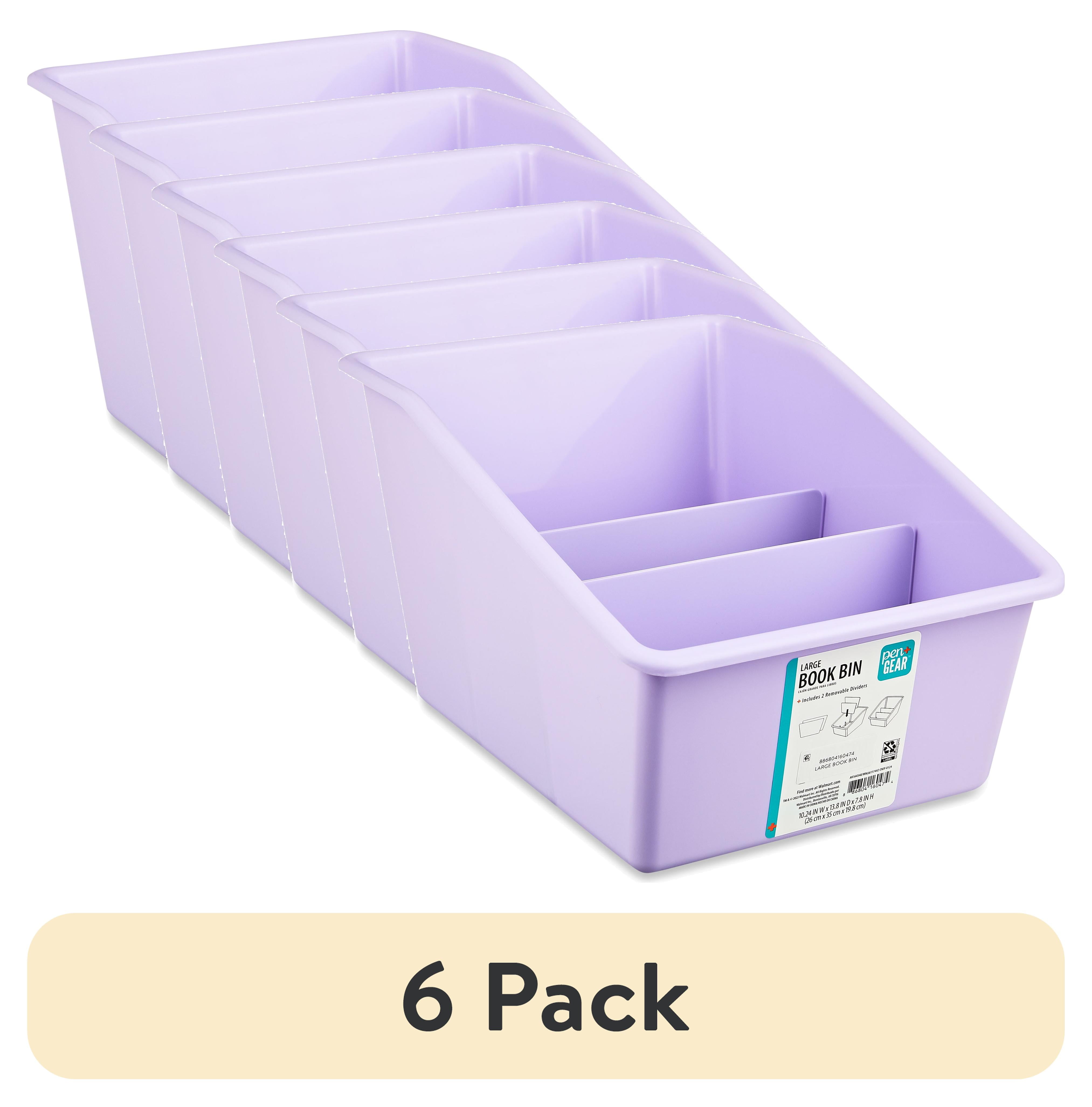 (6 pack) Pen+Gear Large Book Bin with 2 Removable Dividers, Desktop ...