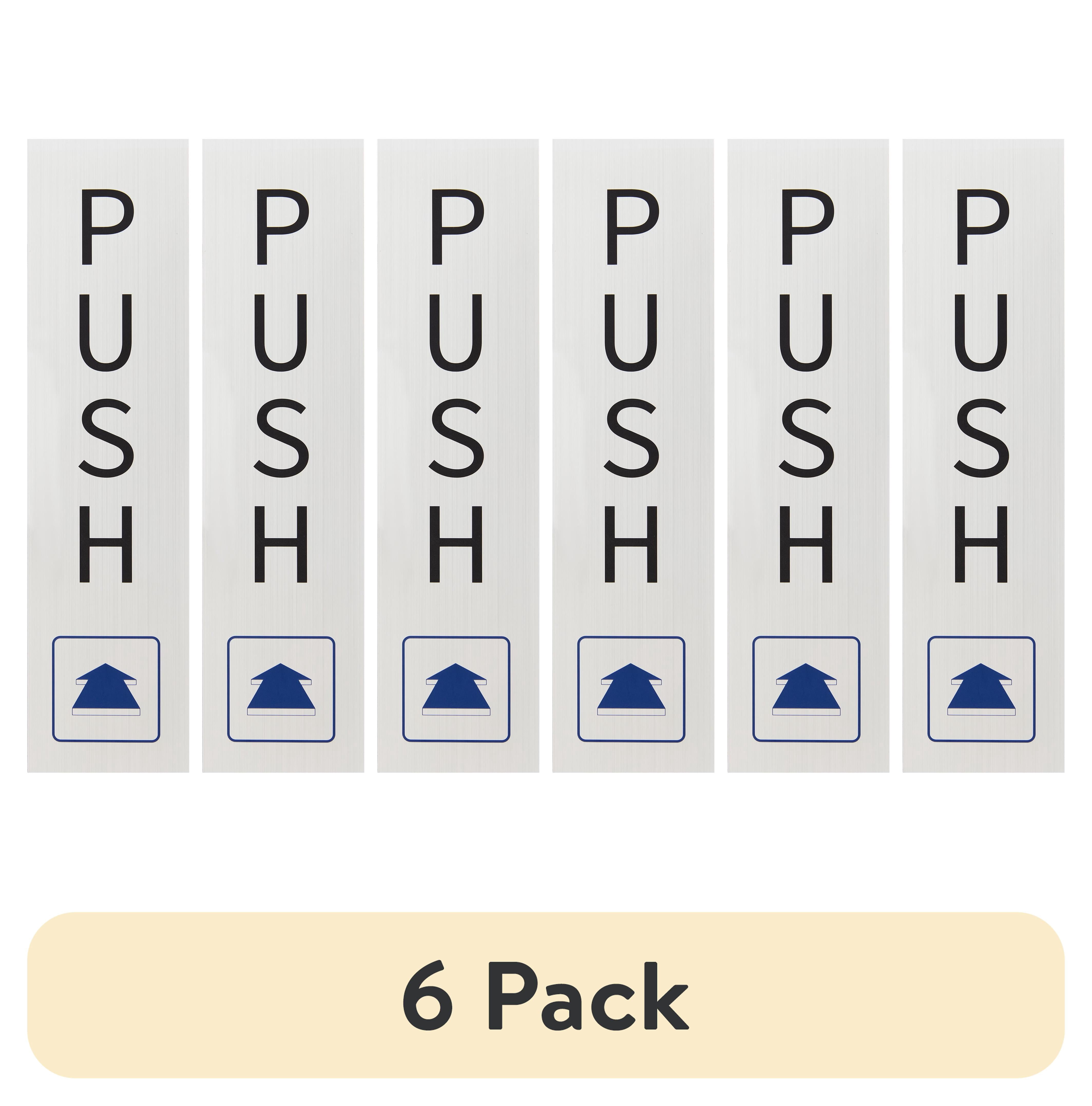 (6 pack) Pen+Gear PUSH Door Sign, 2x8" - Silver, Clear Text & Symbol ...