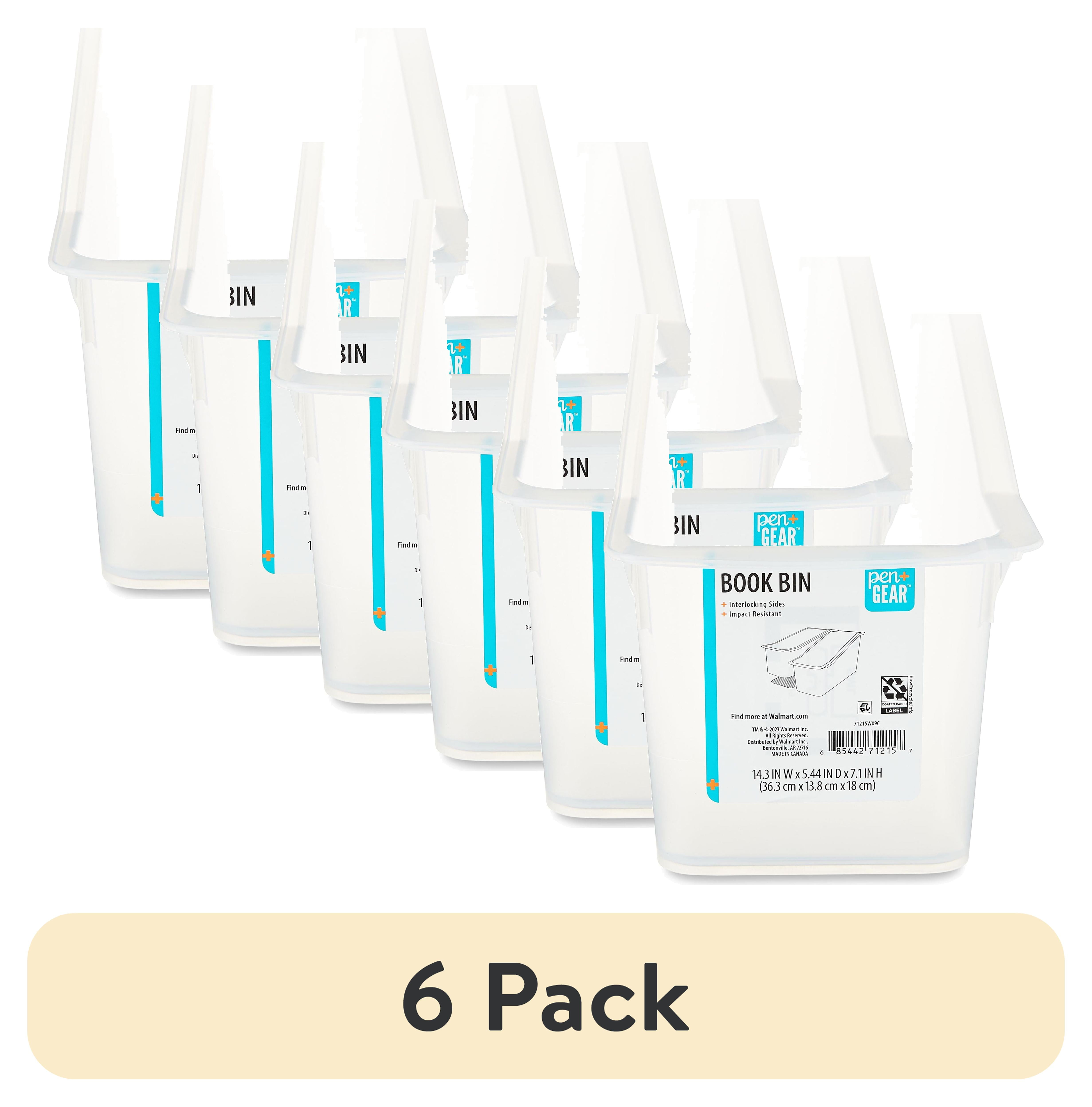 (6 pack) Pen+Gear Book Bin, 14.3 x 5.44 x 7.1 in, Clear - Walmart.com