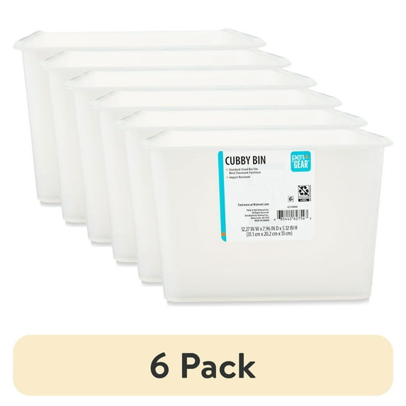 (6 pack) Pen+Gear Plastic Cubby Bin, Small Desktop Organizer, Clear, 1 ...