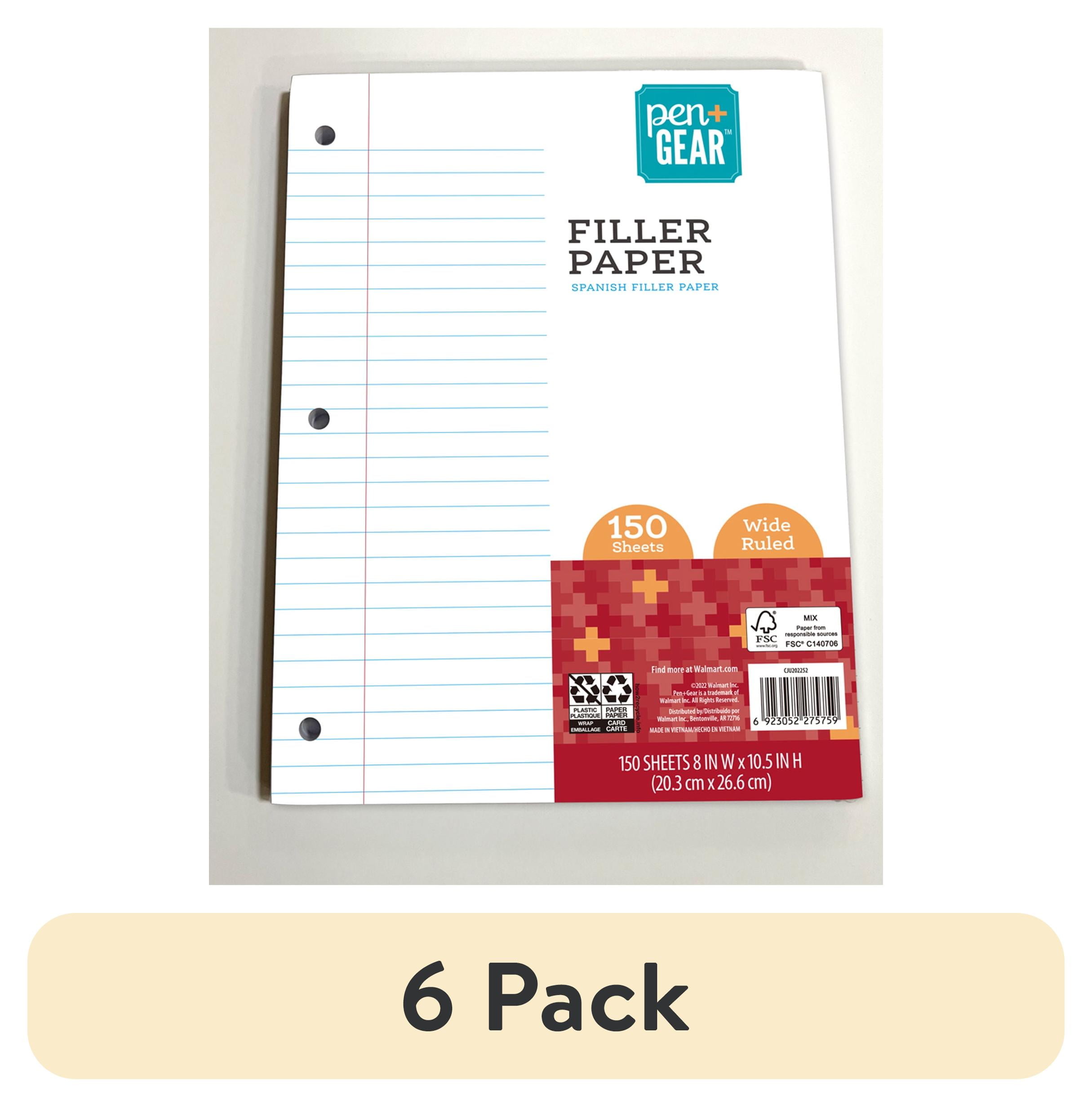 (6 pack) Pen+Gear Wide Rule Filler Paper, White, 150 Sheets - Walmart.com