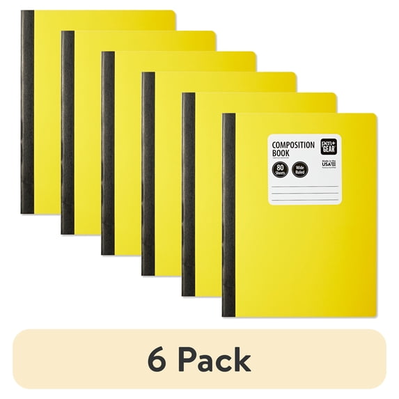 (6 pack) Pen+Gear Wide Rule Composition Book, 7.5" x 9.75", Yellow, 80 ...