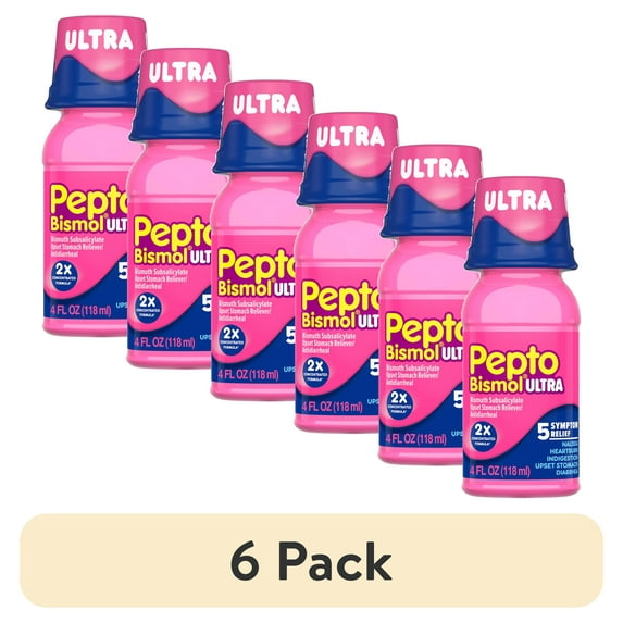 (6 pack) Pepto Bismol Ultra Liquid, Upset Stomach & Diarrhea Relief ...