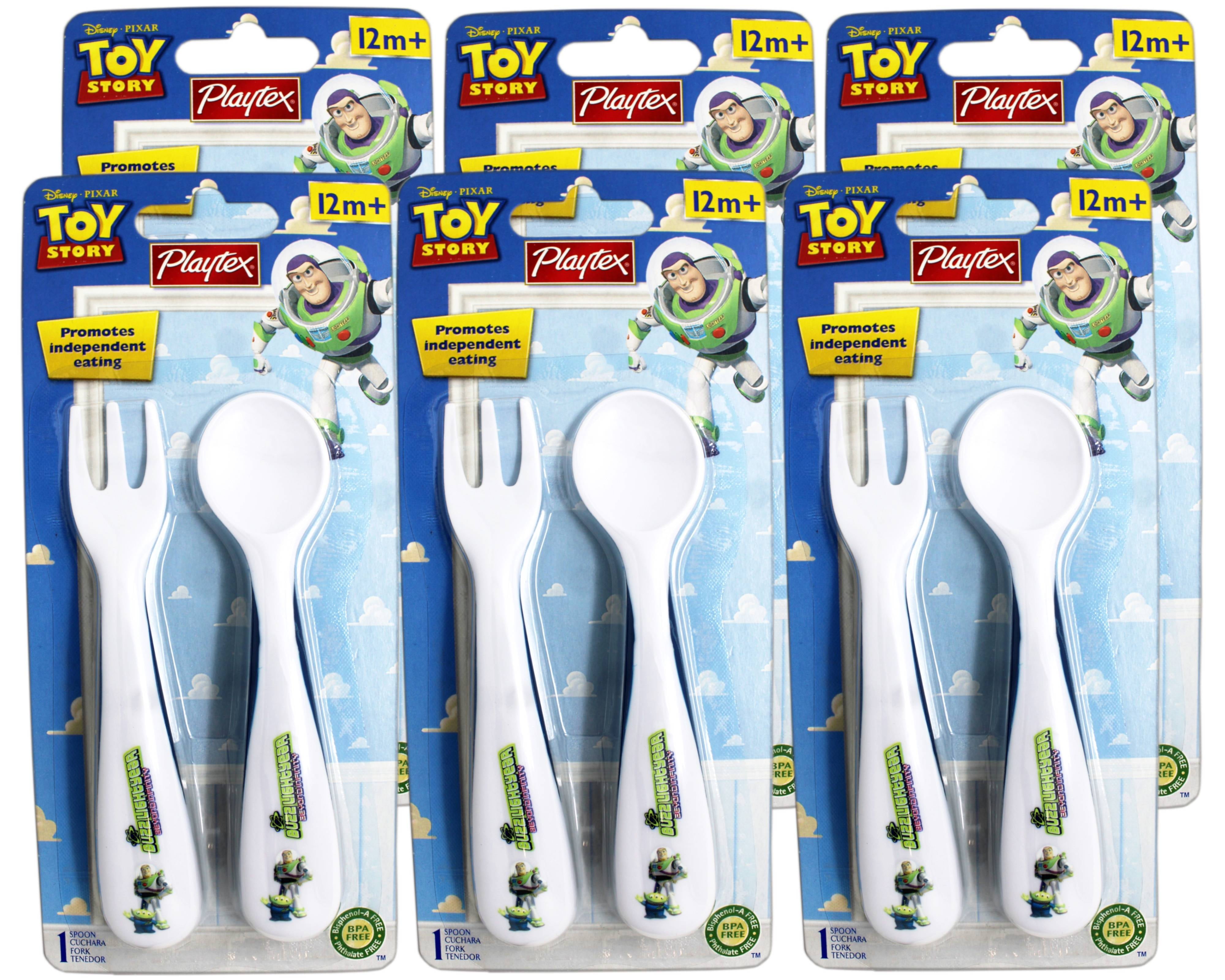 (6 pack) Playtex Disney Pixar Toy Story Fork and Spoon Utensil Set 12m ...