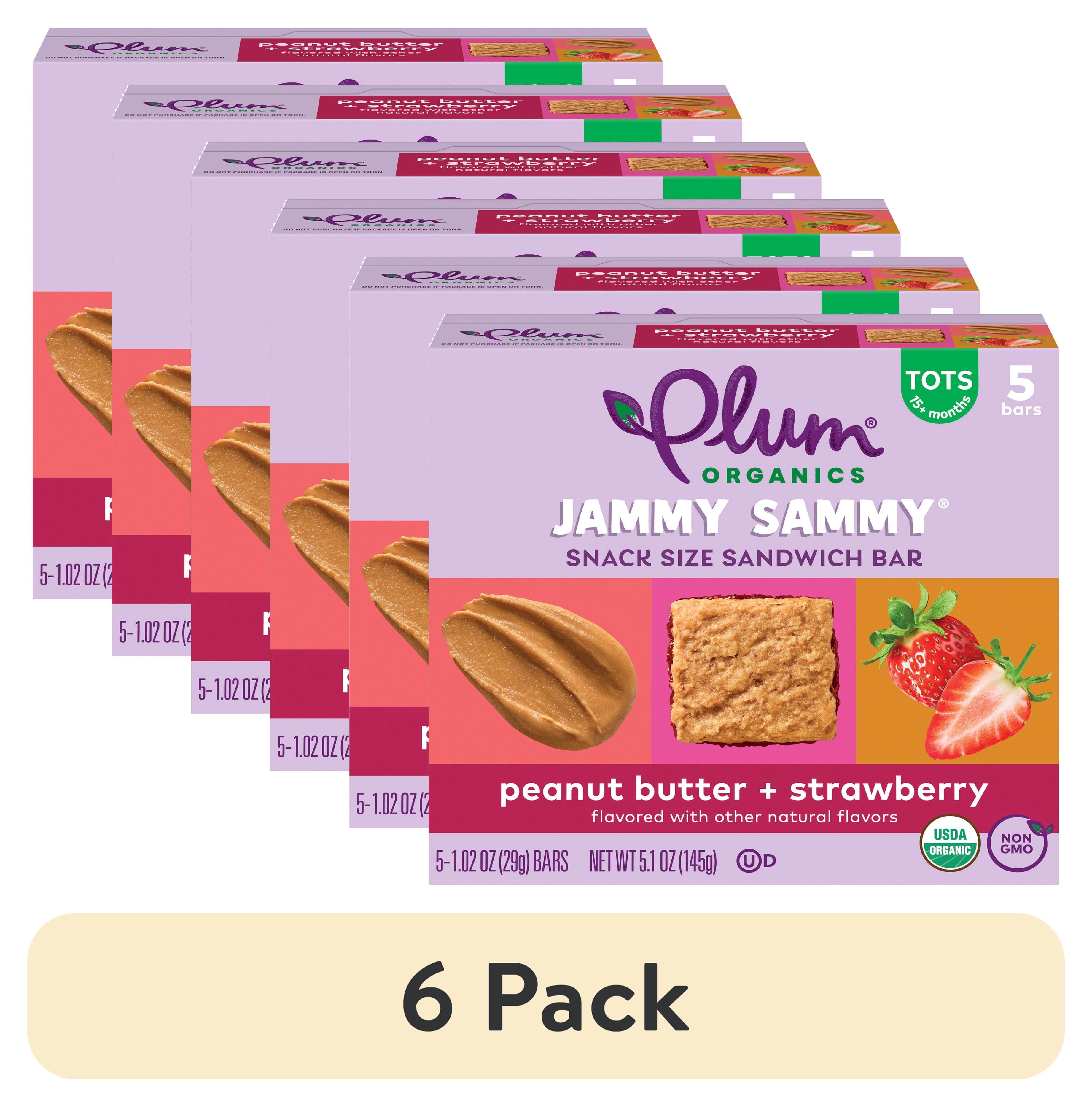 (6 pack) Plum Organics® Jammy Sammy® Snack Size Sandwich Bar Peanut ...