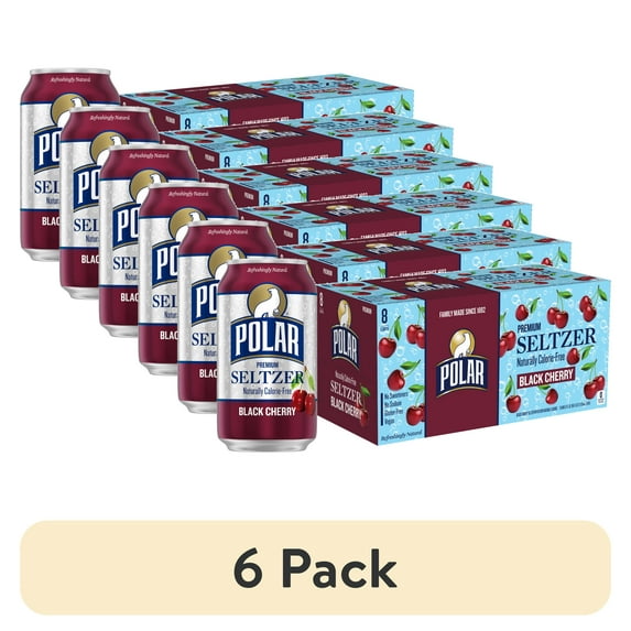 (6 pack) Polar Zero Calorie Black Cherry Sparkling Seltzer Water, 12 fl oz, 8 Pack Cans ...