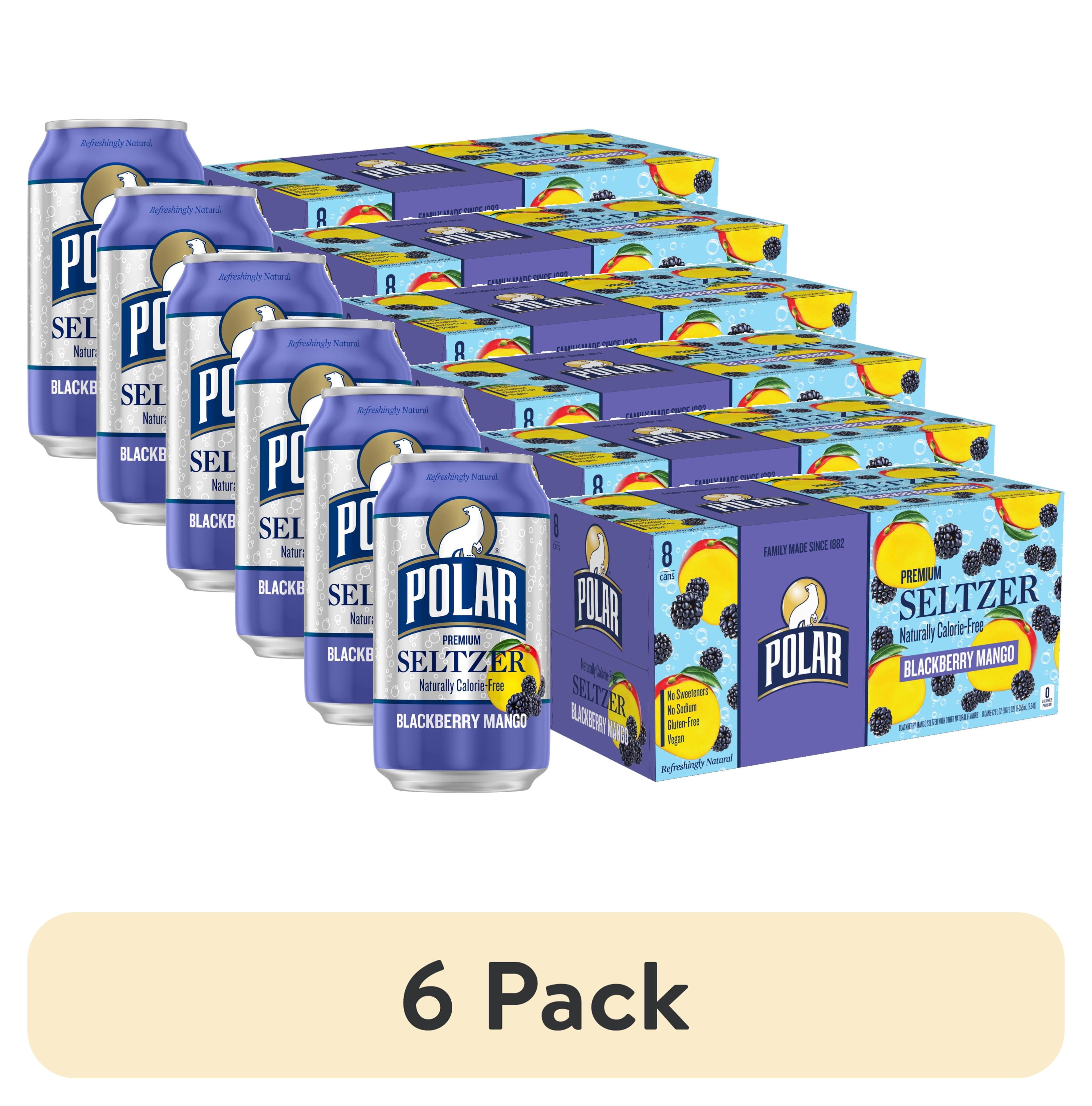 (6 pack) Polar Zero Calorie Blackberry Mango Sparkling Seltzer Water, 12 fl oz, 8 Pack Cans ...