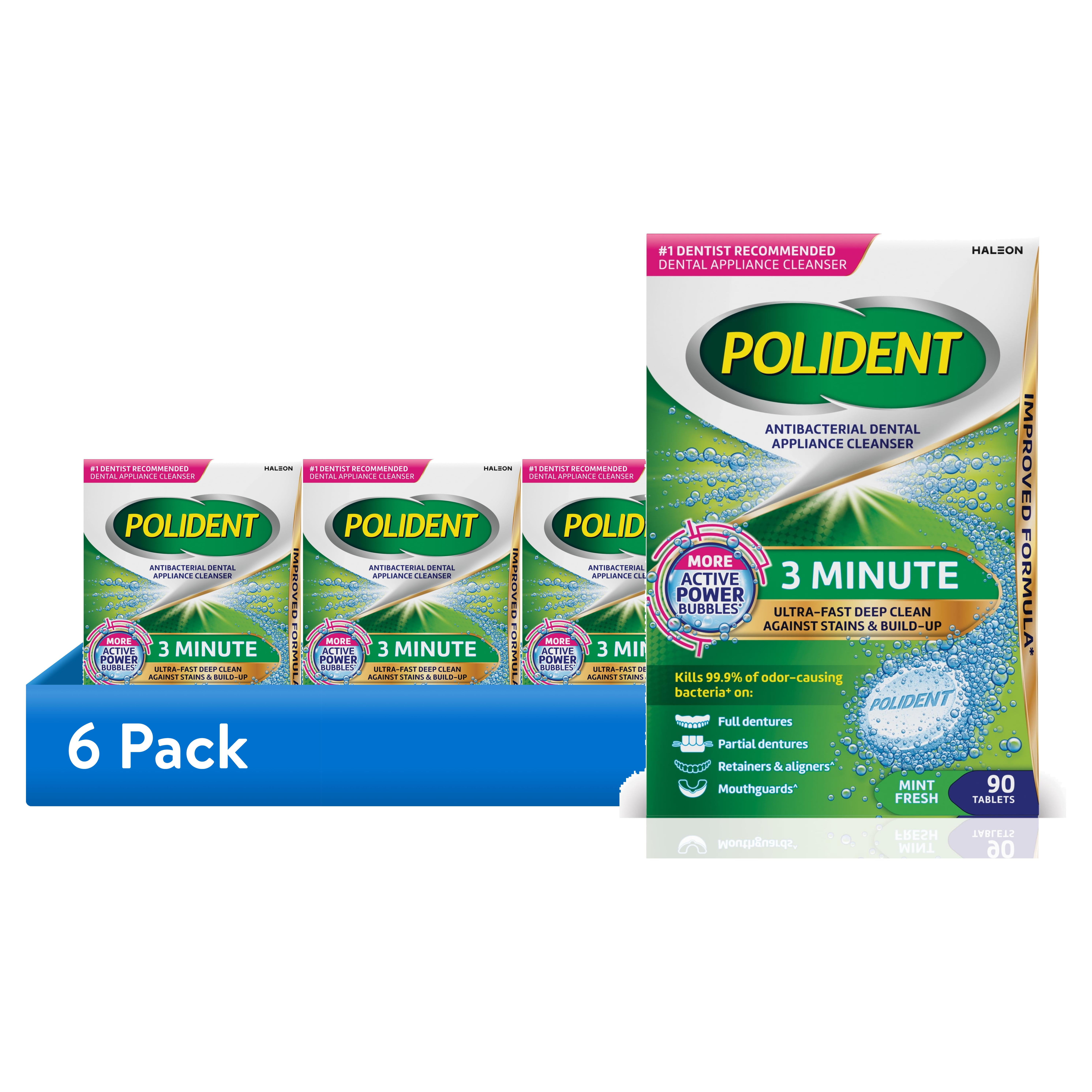 (6 pack) Polident 3 Minute Antibacterial Dental Appliance Cleanser ...
