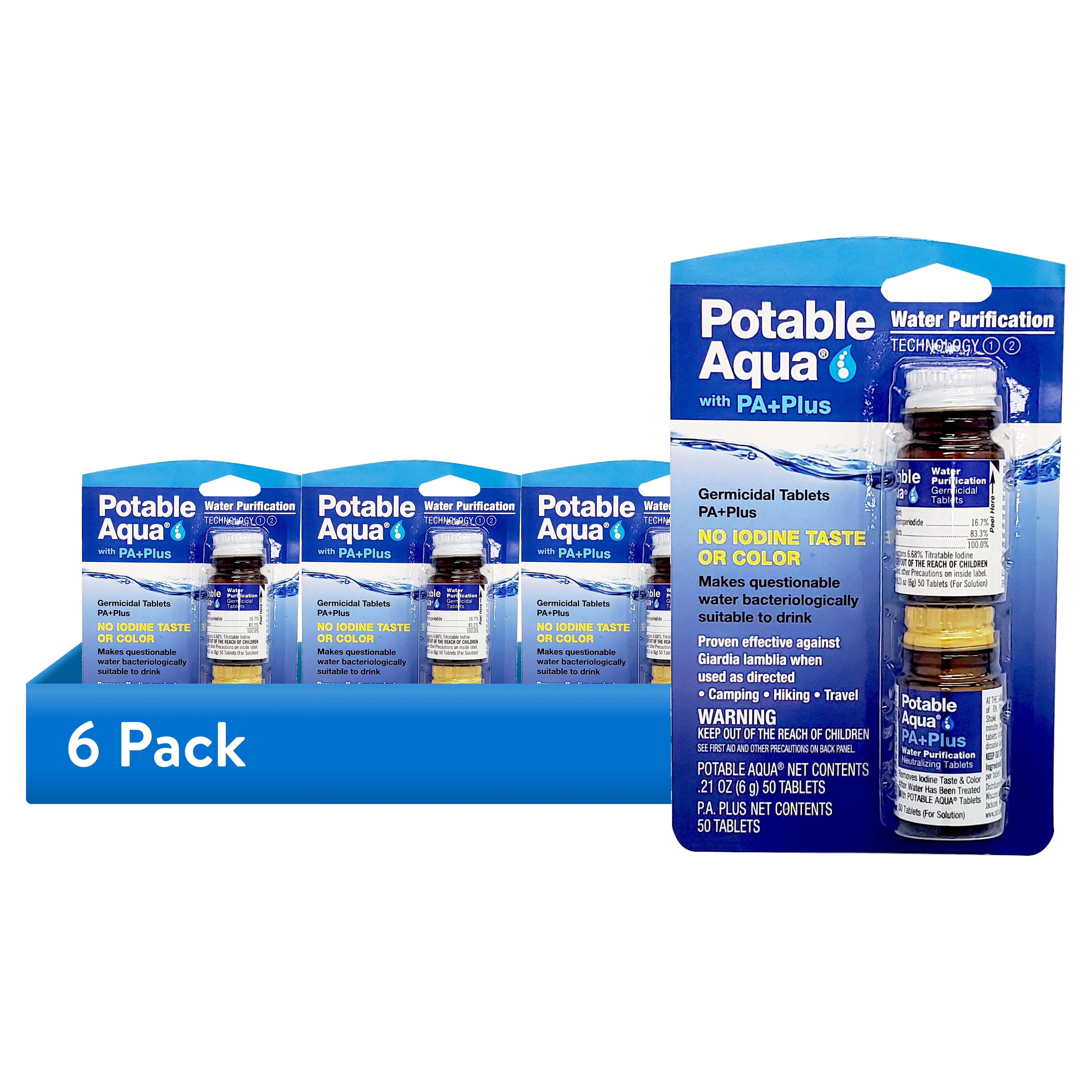 (6 pack) Potable Aqua Water Purification Tablets with PA Plus, Two 50 ...