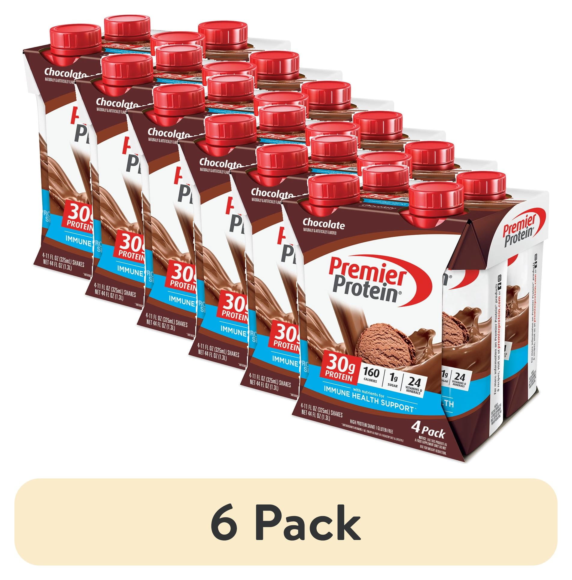 (6 pack) Premier Protein Shake, Chocolate, 30g Protein, 11 Fl Oz, 4 Ct - Walmart.com