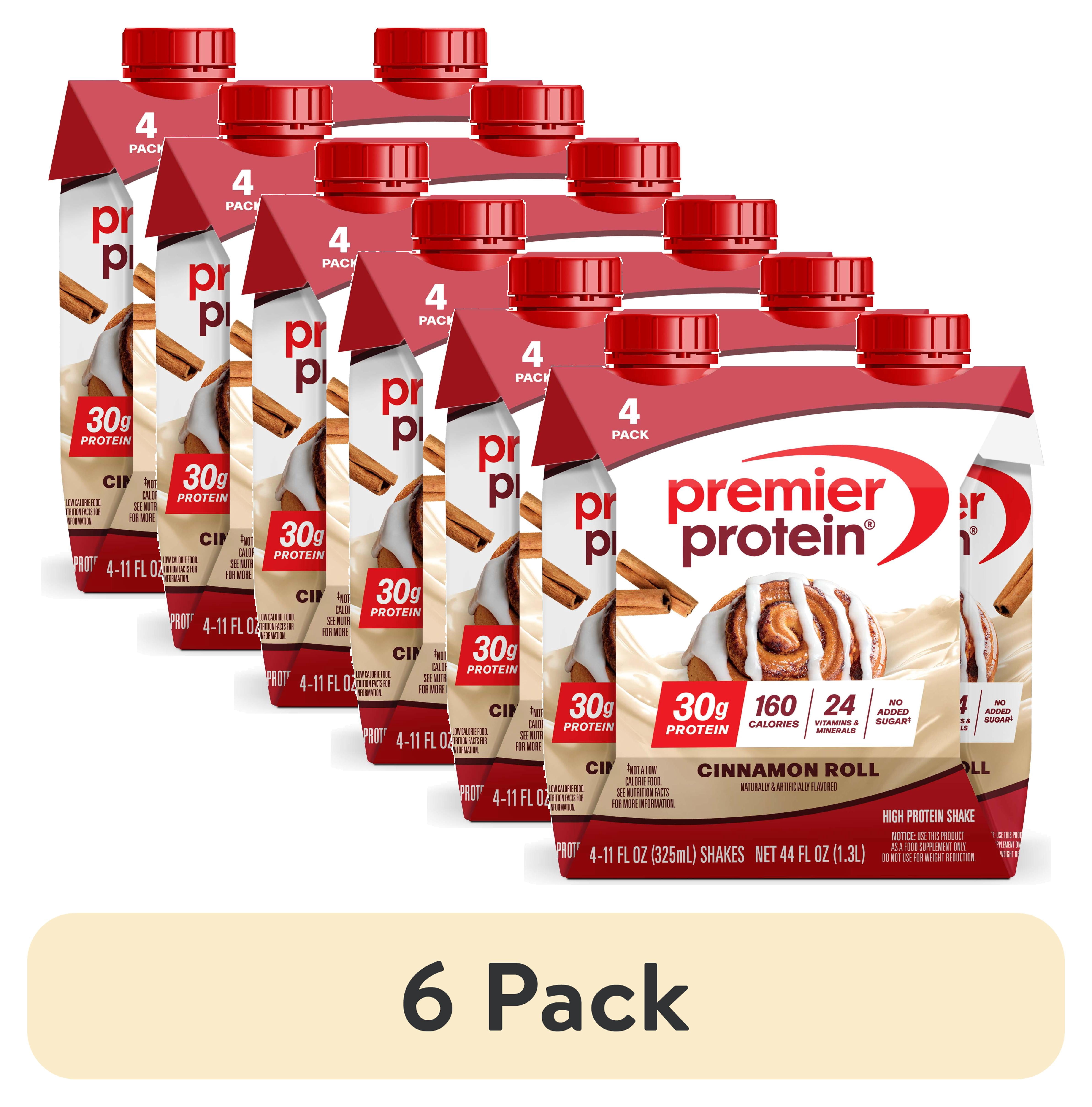 (6 pack) Premier Protein Shake, Cinnamon Roll, 30g Protein, 11 Fl Oz, 4 ...