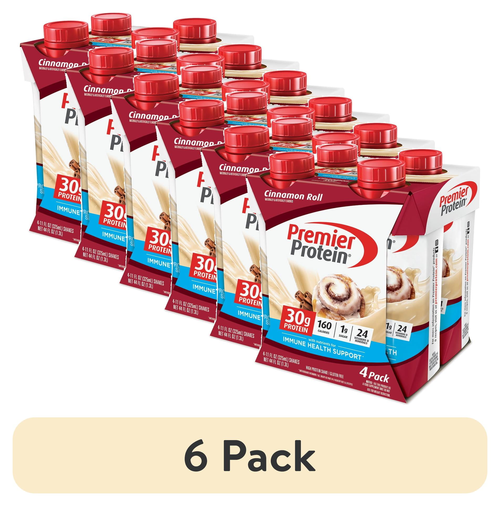 (6 pack) Premier Protein Shake, Cinnamon Roll, 30g Protein, 11 Fl Oz, 4 ...