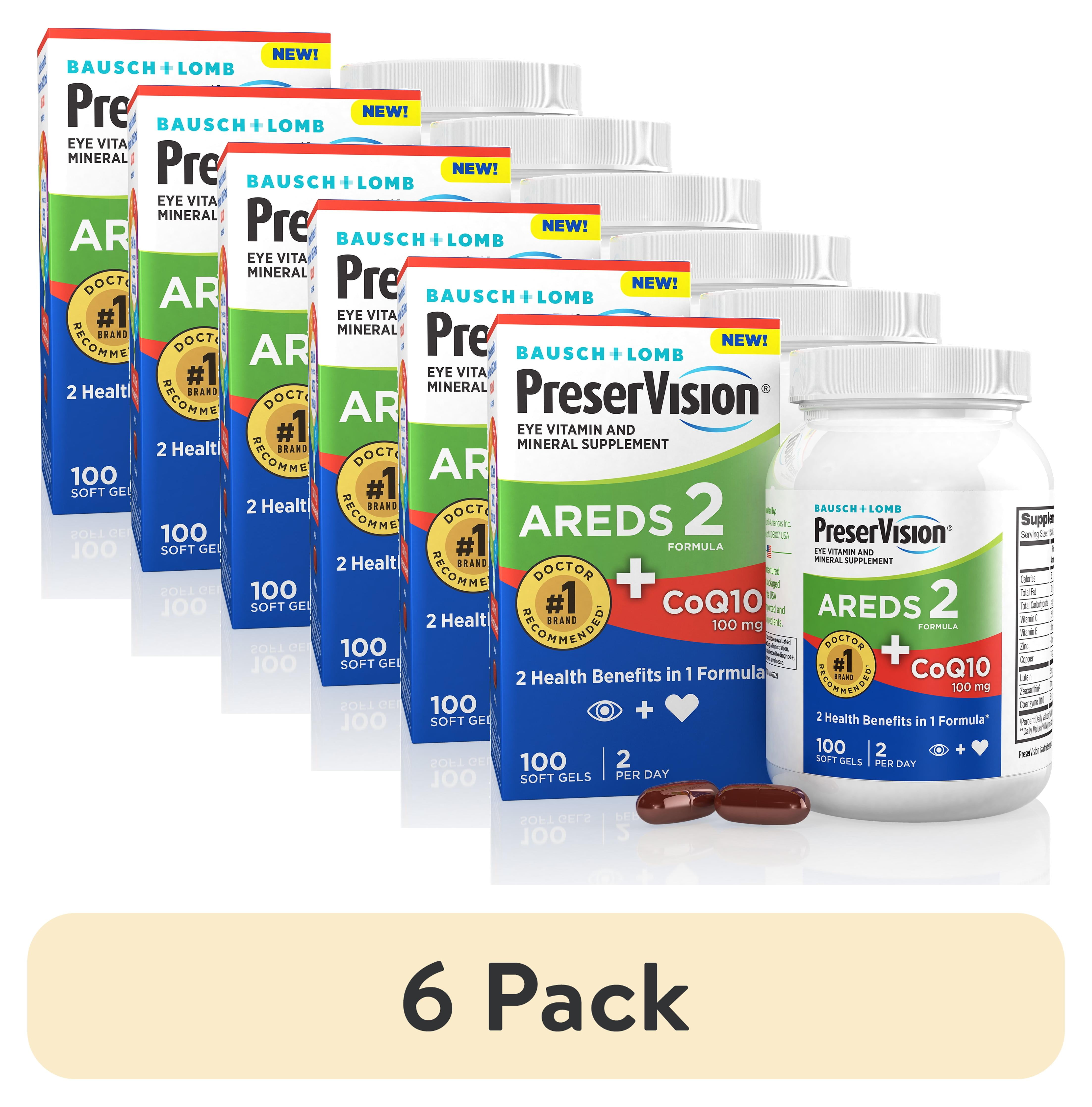 (6 pack) PreserVision AREDS 2 Eye Vitamins with CoQ10 for Heart Health ...