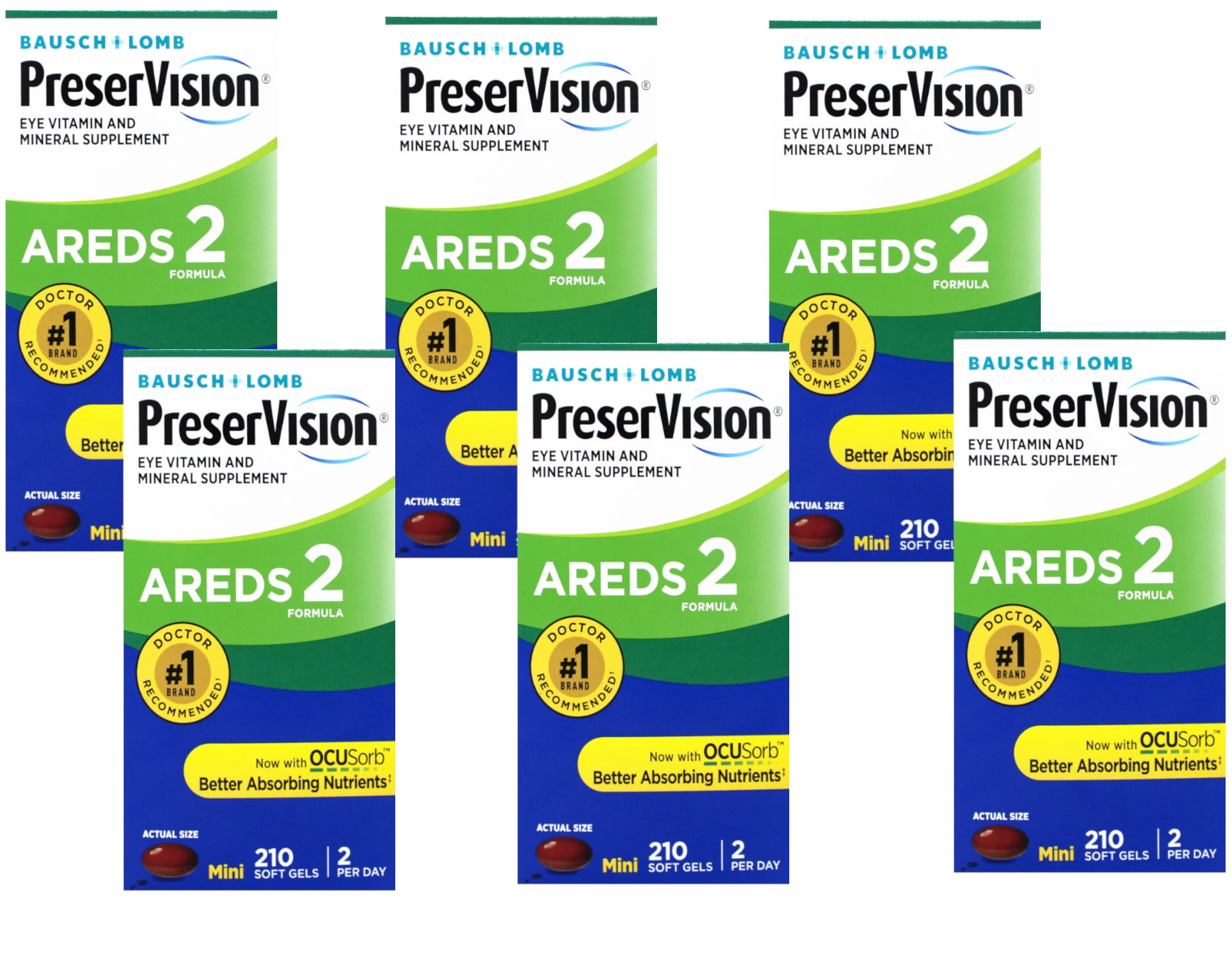 (6 pack) PreserVision AREDS 2 Formula Eye Vitamin & Mineral Supplement - 210 Softgels - Walmart.com