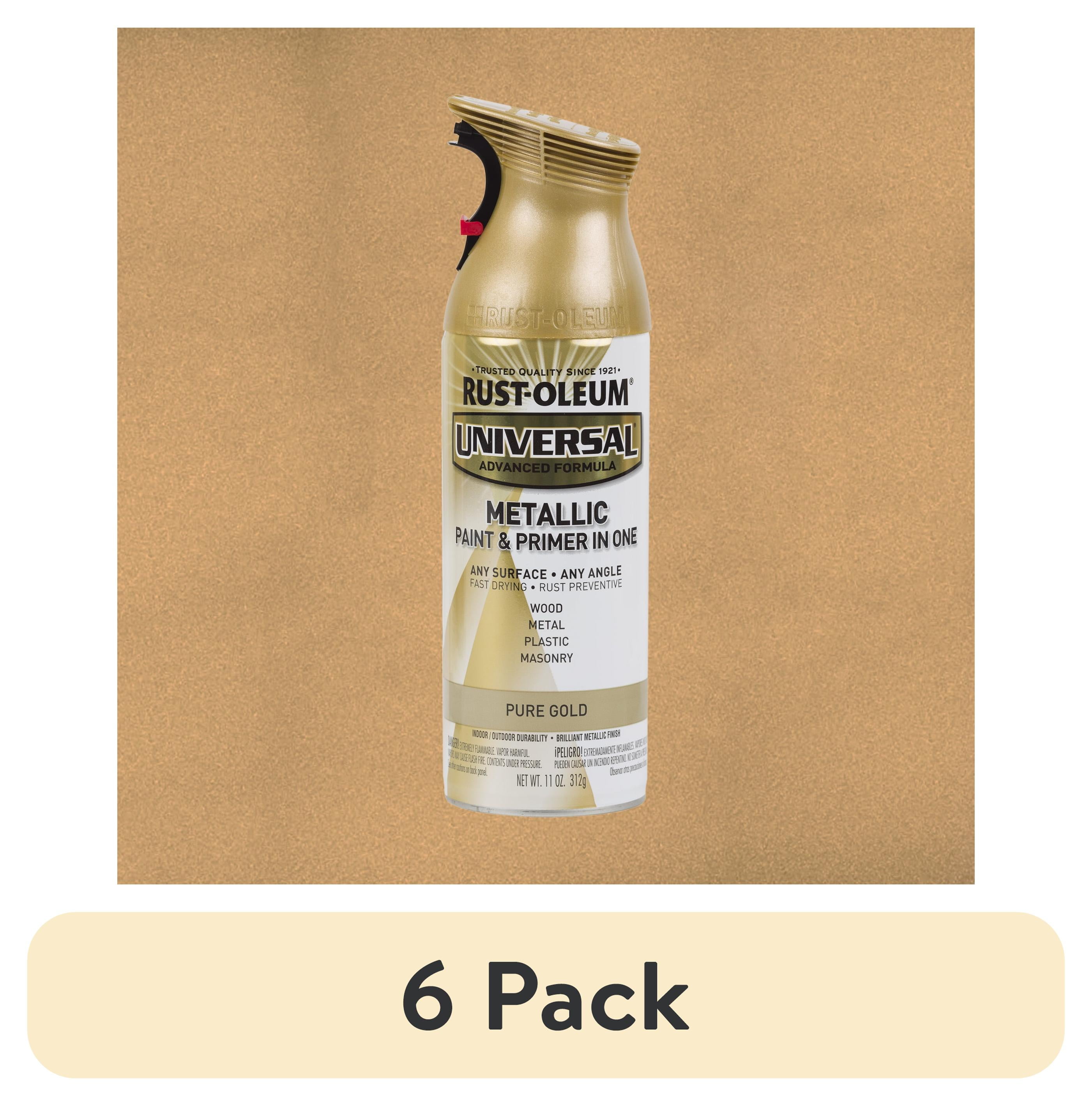 (6 pack) Pure Gold, Rust-Oleum Universal Metallic Paint & Primer Spray ...