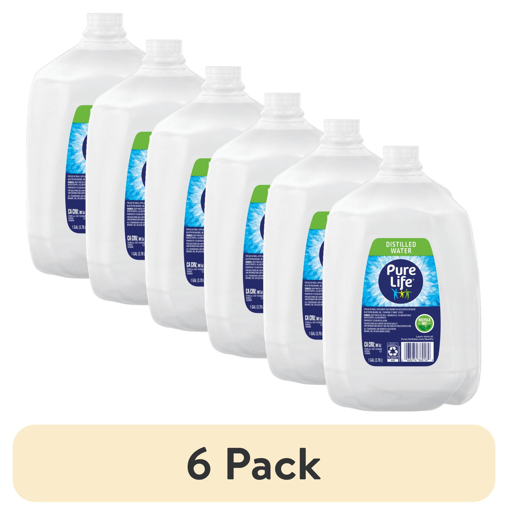 (6 pack) Pure Life Distilled Water, 1 Gallon, Single Plastic Jug ...