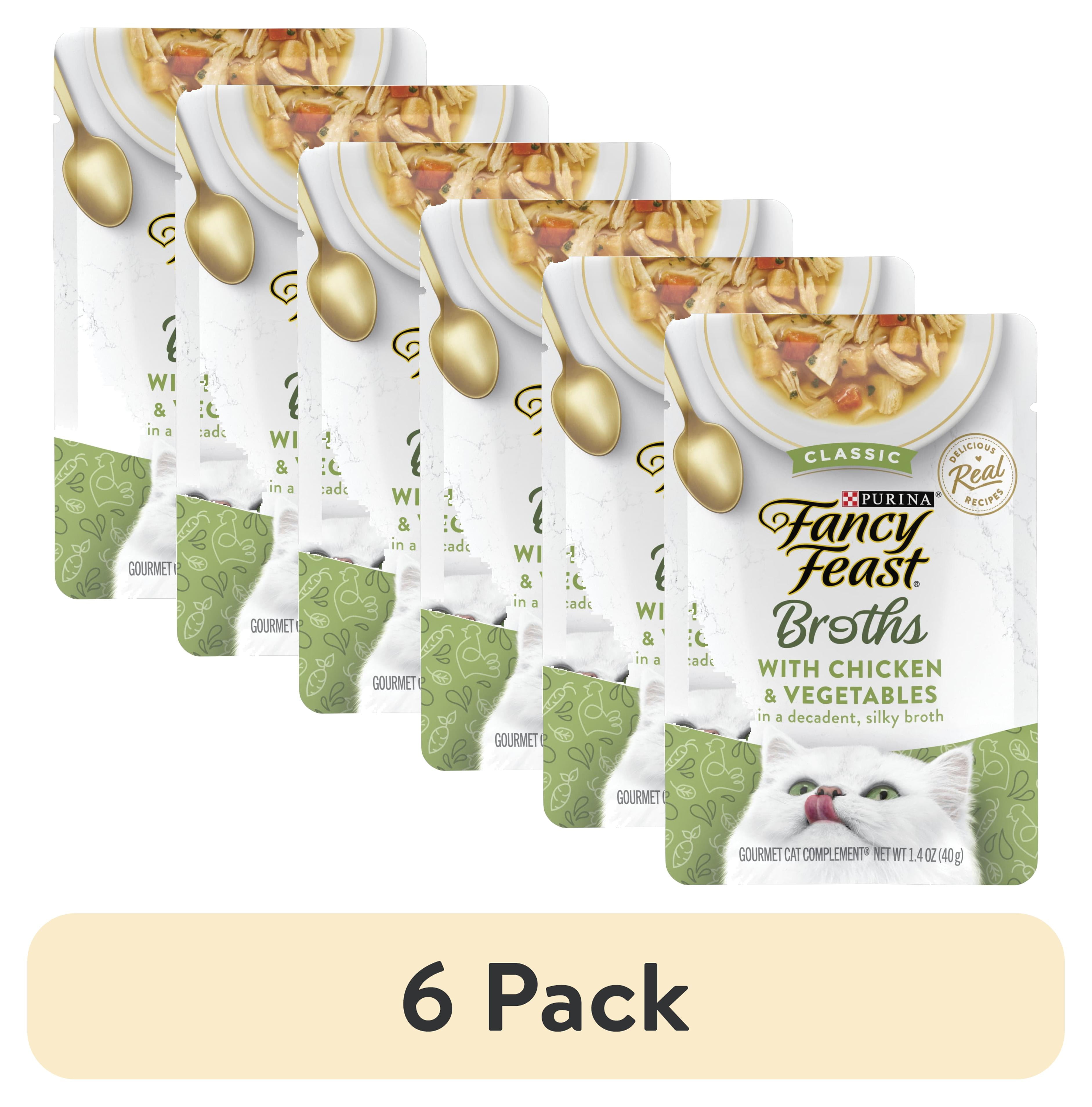 (6 pack) Purina Fancy Feast Broths, Wet Cat Food, Chicken & Veggies, 1. ...