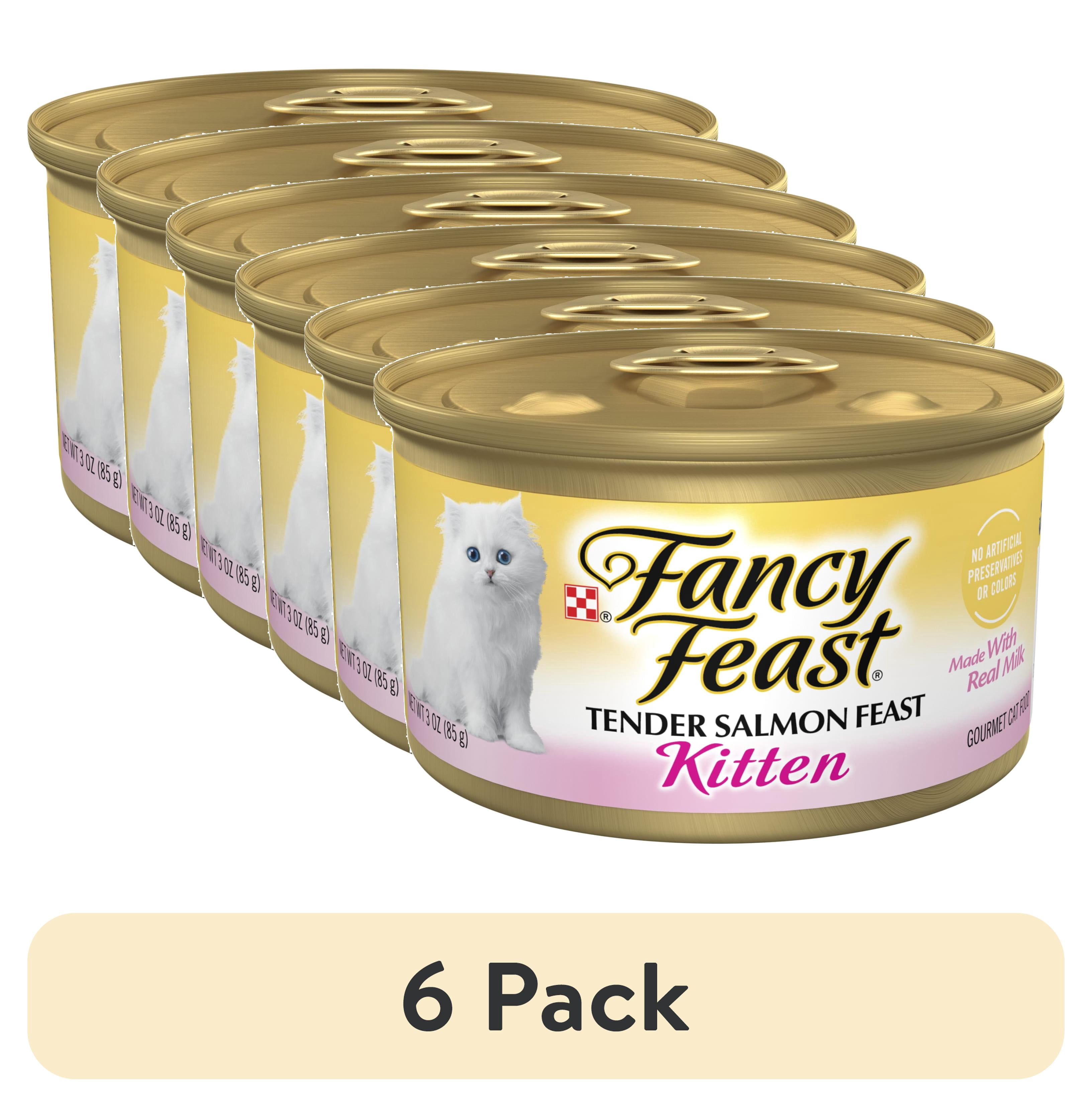 (6 pack) Purina Fancy Feast Kitten Food, Wet Cat Food, Salmon & Milk, 3 ...