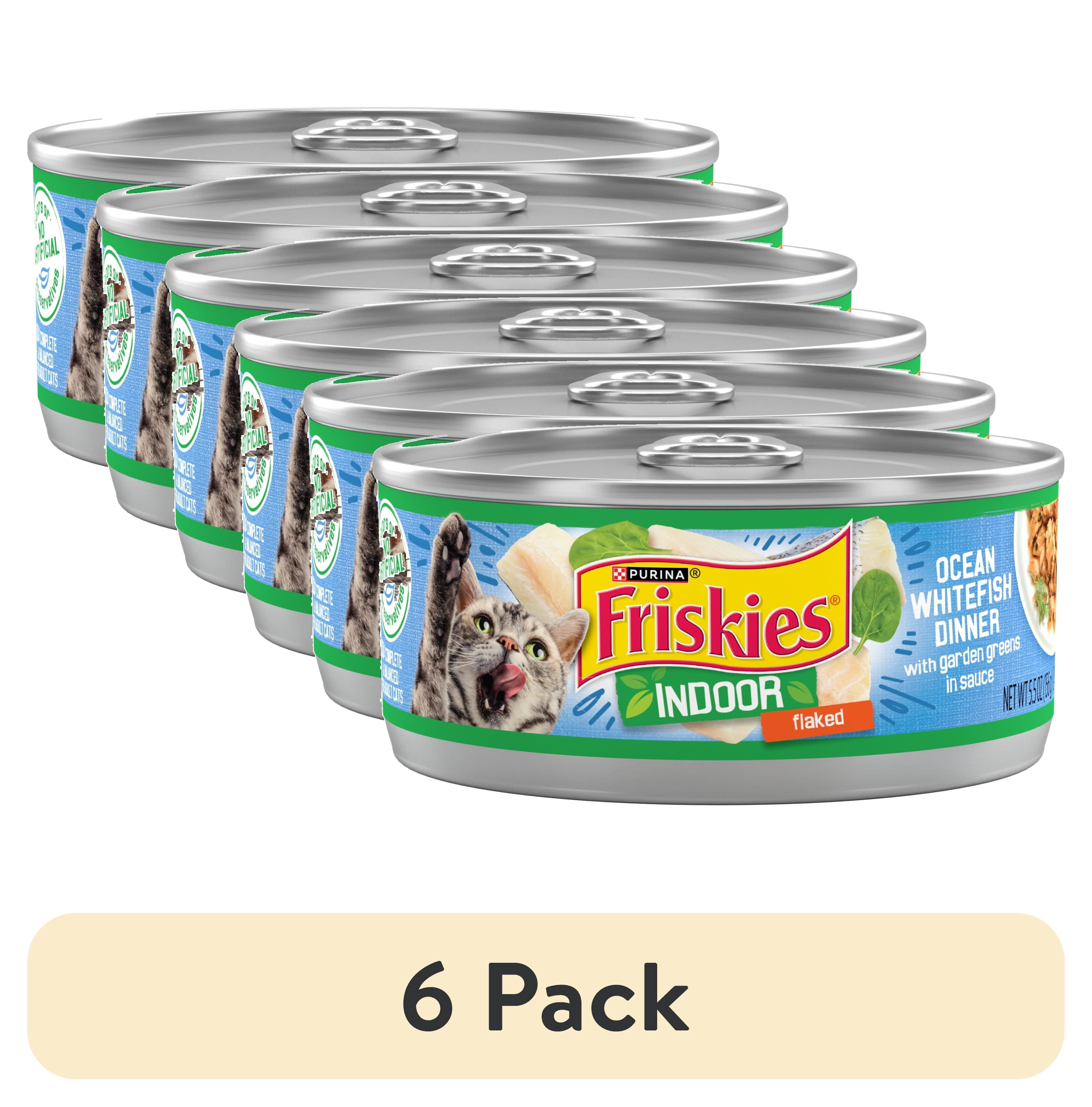 (6 pack) Purina Friskies Indoor, Flaked Ocean Whitefish Dinner, Wet Cat ...
