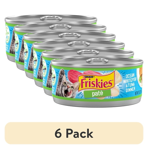 (6 pack) Purina Friskies Pate, Ocean Whitefish and Tuna Dinner, Wet Cat ...