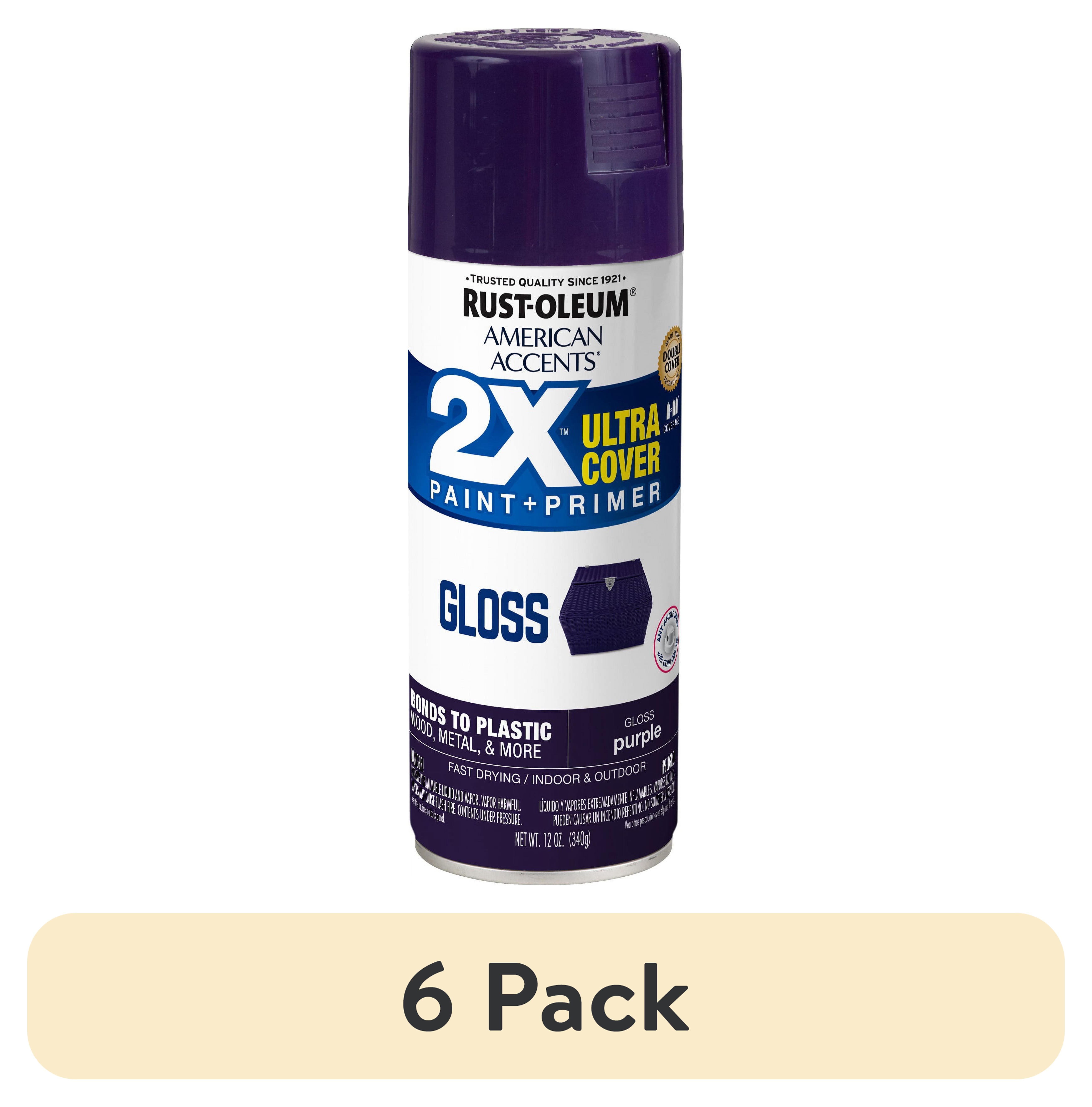 (6 pack) Purple, Rust-Oleum American Accents 2X Ultra Cover Gloss Spray Paint- 12 oz - Walmart.com