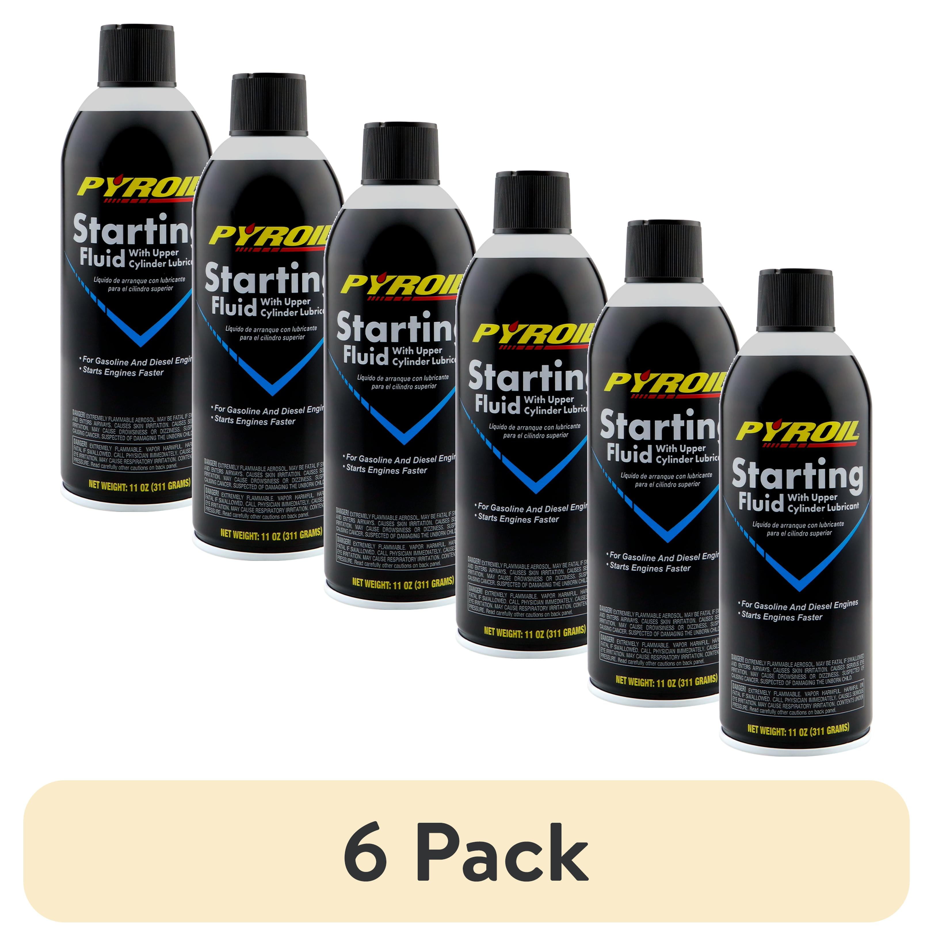 (6 pack) Pyroil Starting Fluid, 11oz Can - New, Starts Gasoline ...
