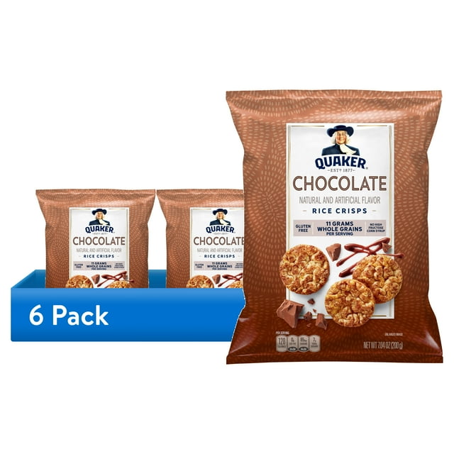 (6 pack) Quaker® Popped® Chocolate Rice Crisps 7.04 oz. Bag - Walmart.com