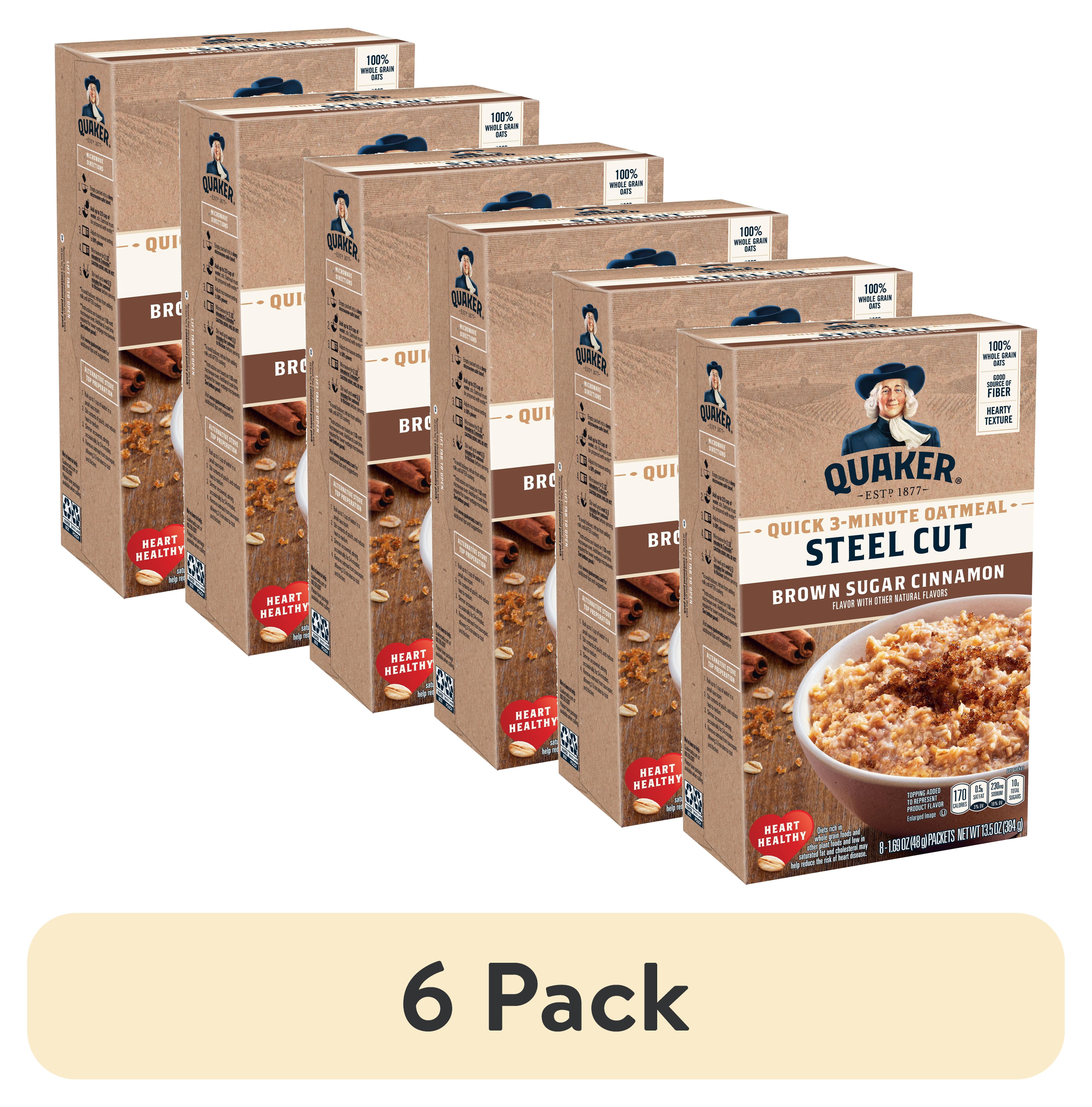 (6 pack) Quaker Steel Cut Quick 3 Minute Oatmeal, Brown Sugar ...