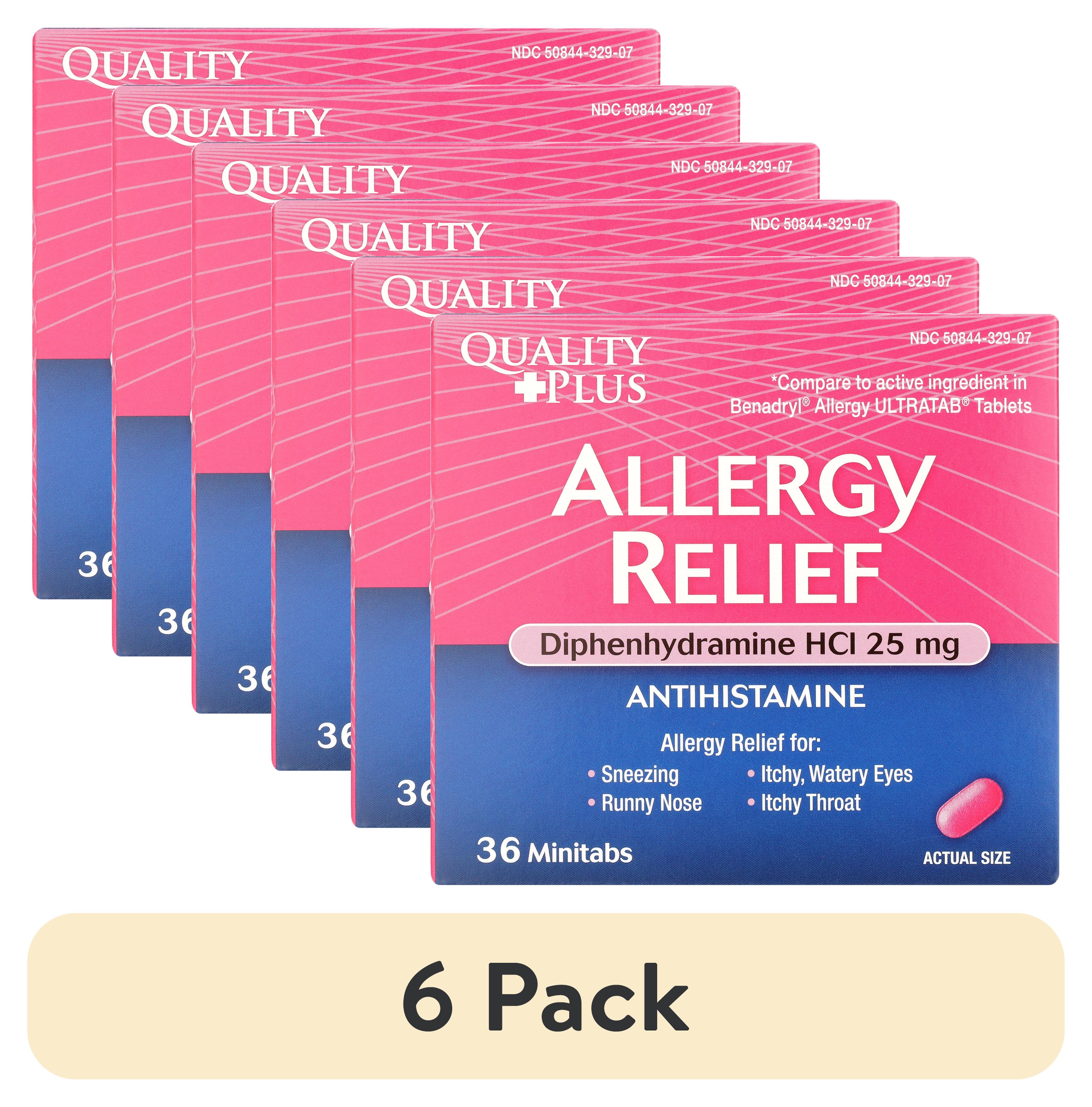 (6 pack) Quality Plus Diphenhydramine HCl Allergy Relief Minitabs, 25 ...