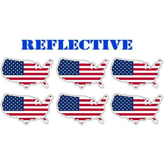 (6 pack) - REFLECTIVE USA Shaped United States of America American Flag ...