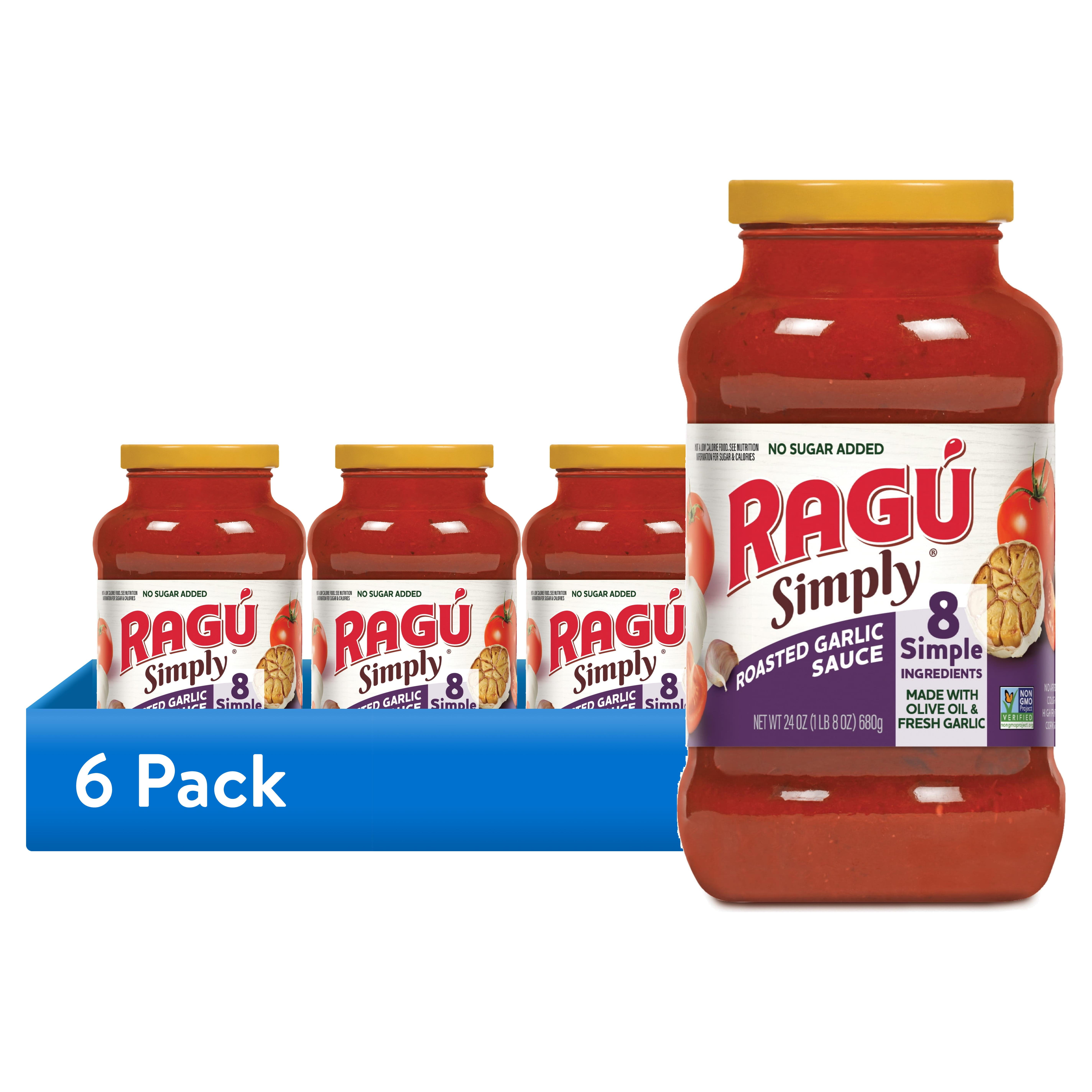 (6 pack) Ragu Simply Roasted Garlic Pasta Sauce, 24 oz - Walmart.com