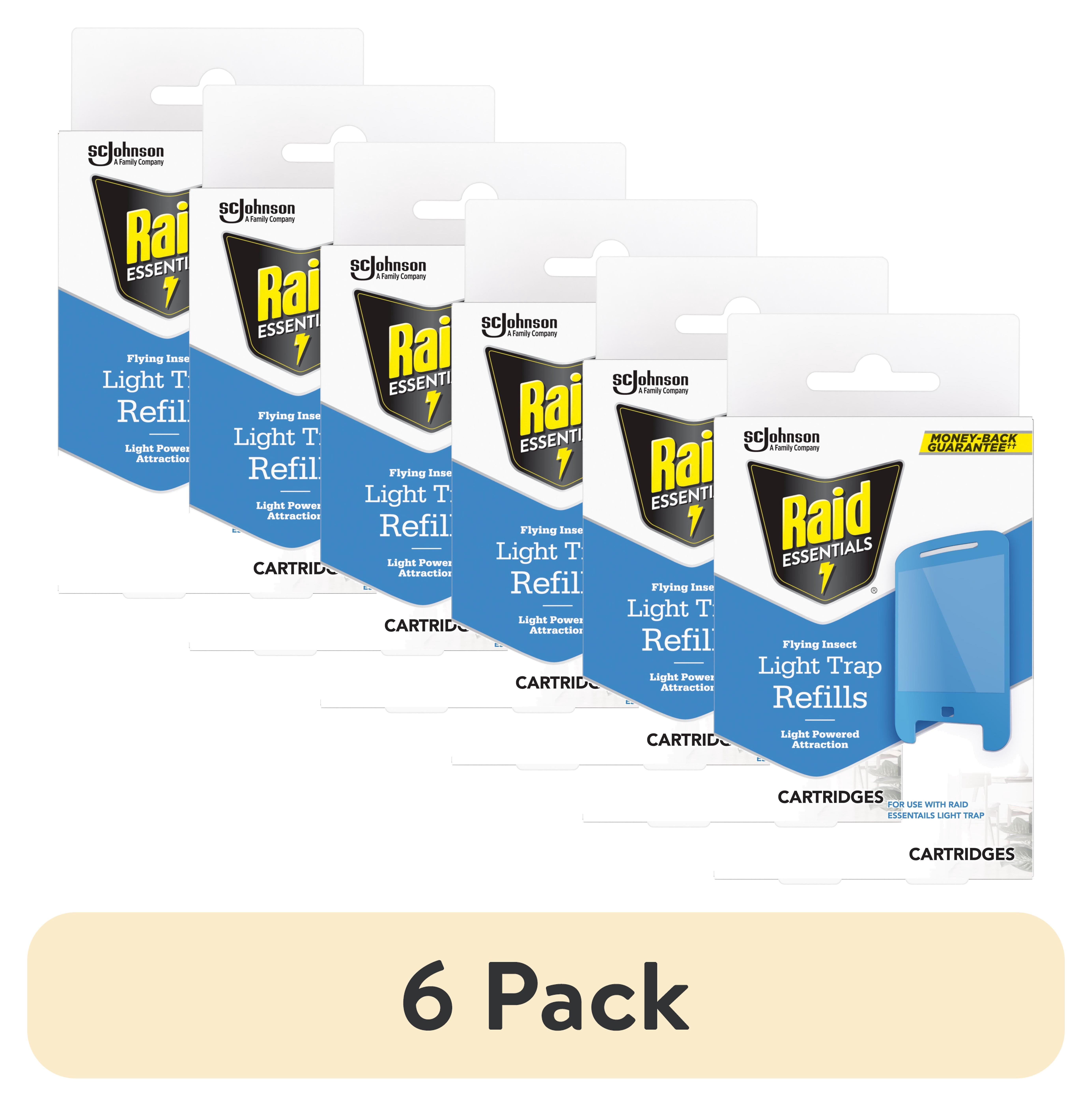 (6 pack) Raid Essentials Flying Insect Light Trap Refills, 2 Cartridges ...