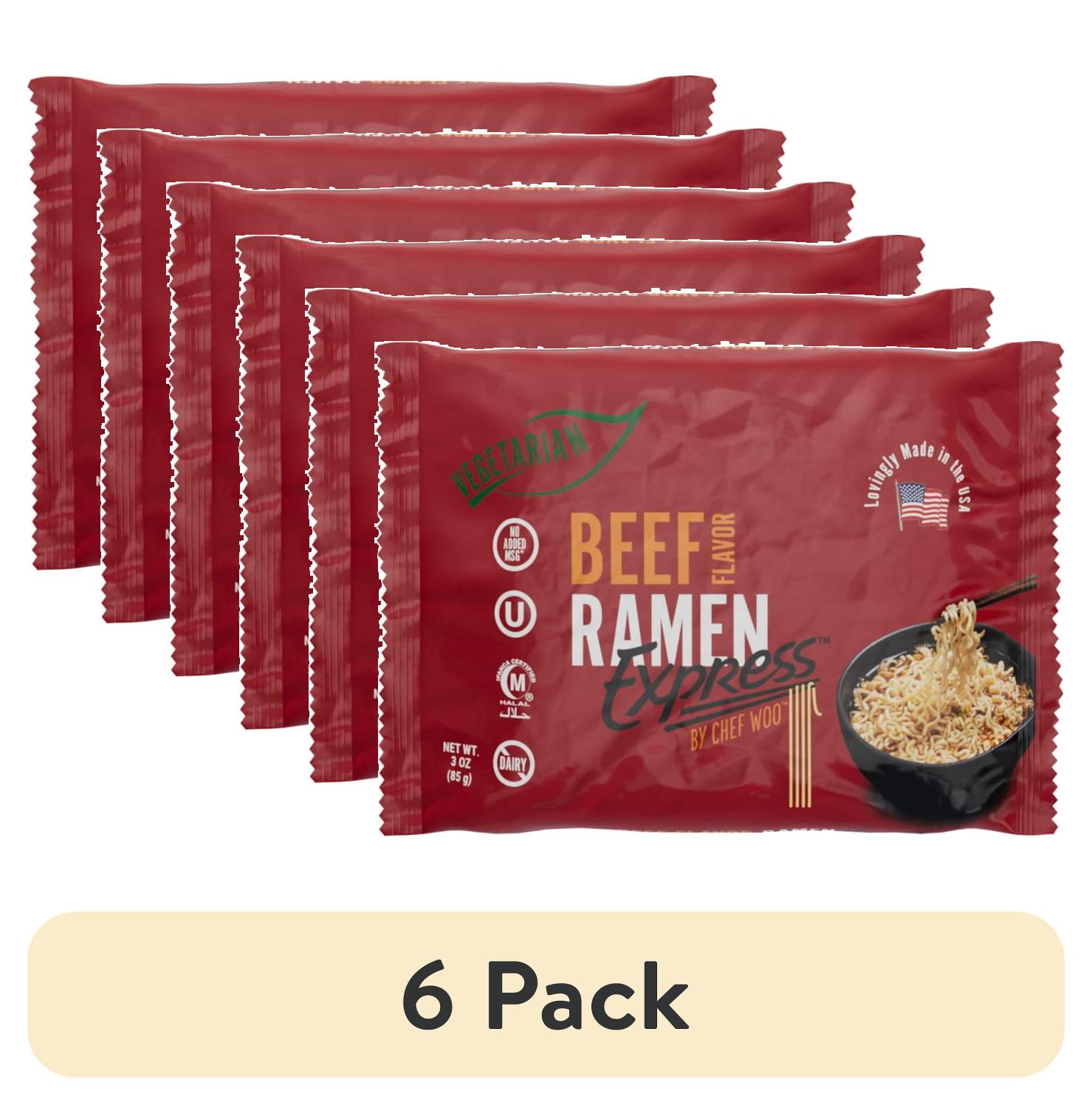 (6 pack) Ramen Express Beef Flavor Ramen Noodles, Vegan, Halal, Kosher ...