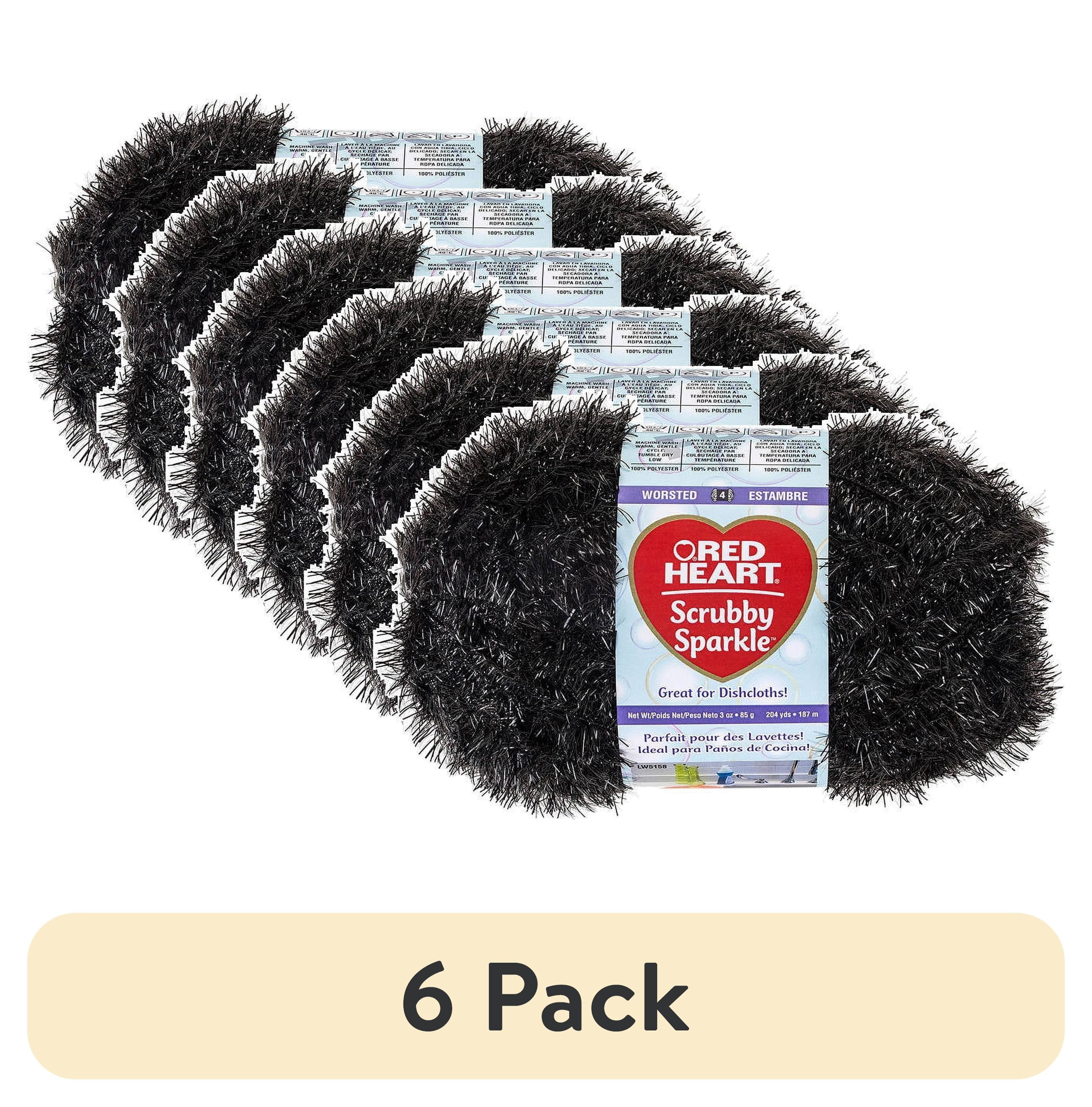 (6 pack) Red Heart Scrubby Sparkle Licorice Yarn, 174 Yd. - Walmart.com