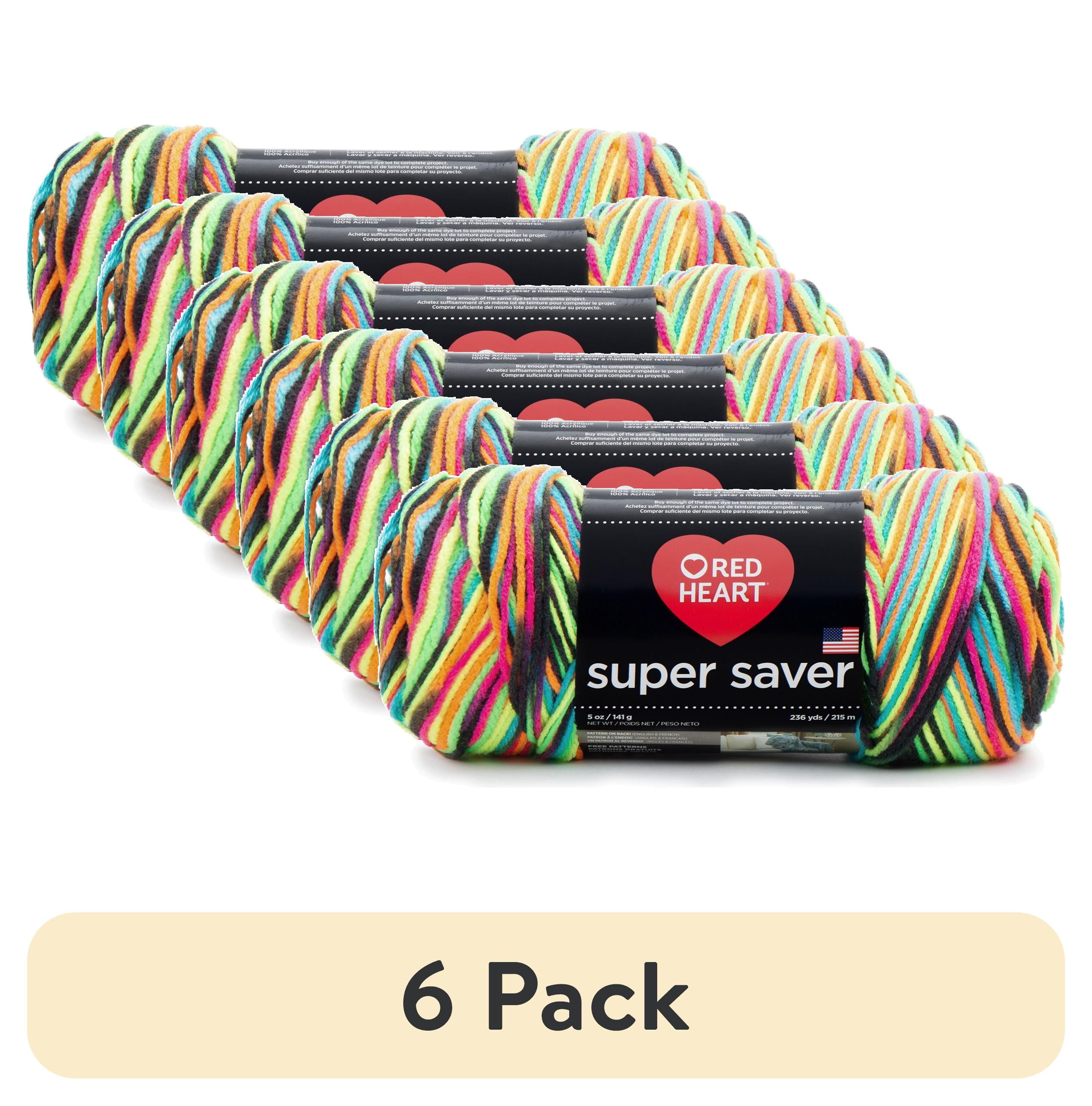(6 pack) Red Heart® Super Saver™ #4 Worsted Acrylic Yarn, Black light ...