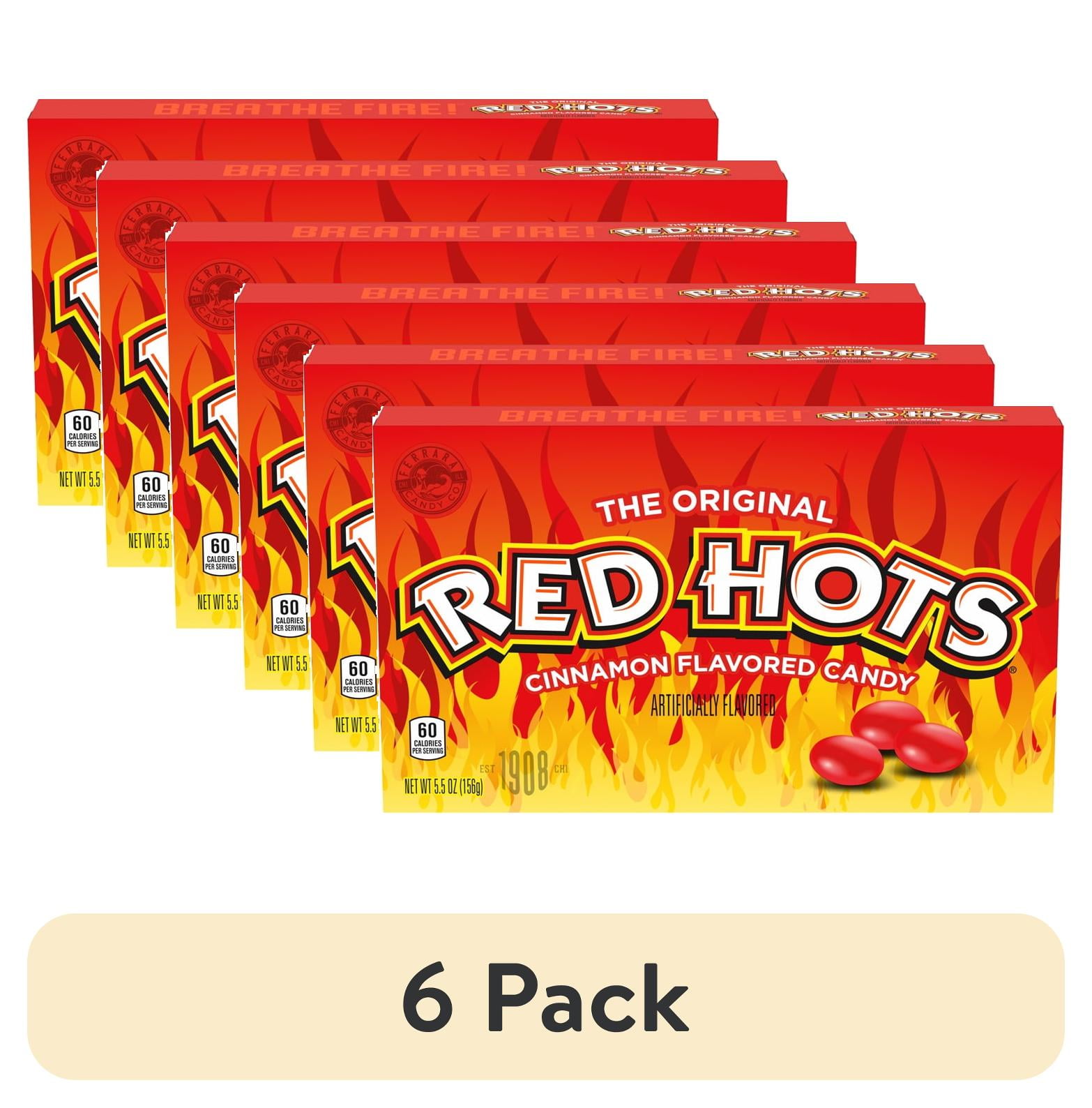 (6 pack) Red Hots Original Cinnamon Flavored Candy, Theater Box, 5.5 oz ...